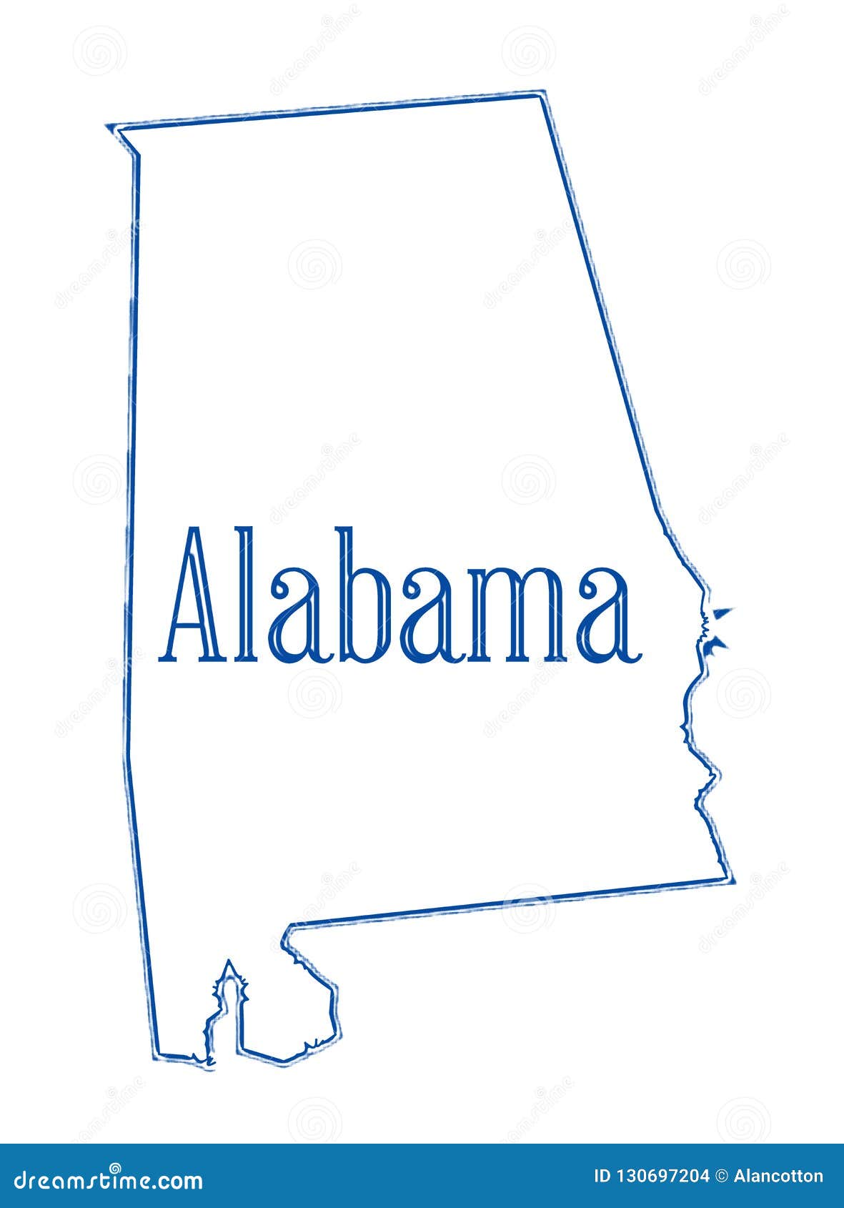 Mapa Del Esquema Del Estado De Alabama Stock de ilustración ...