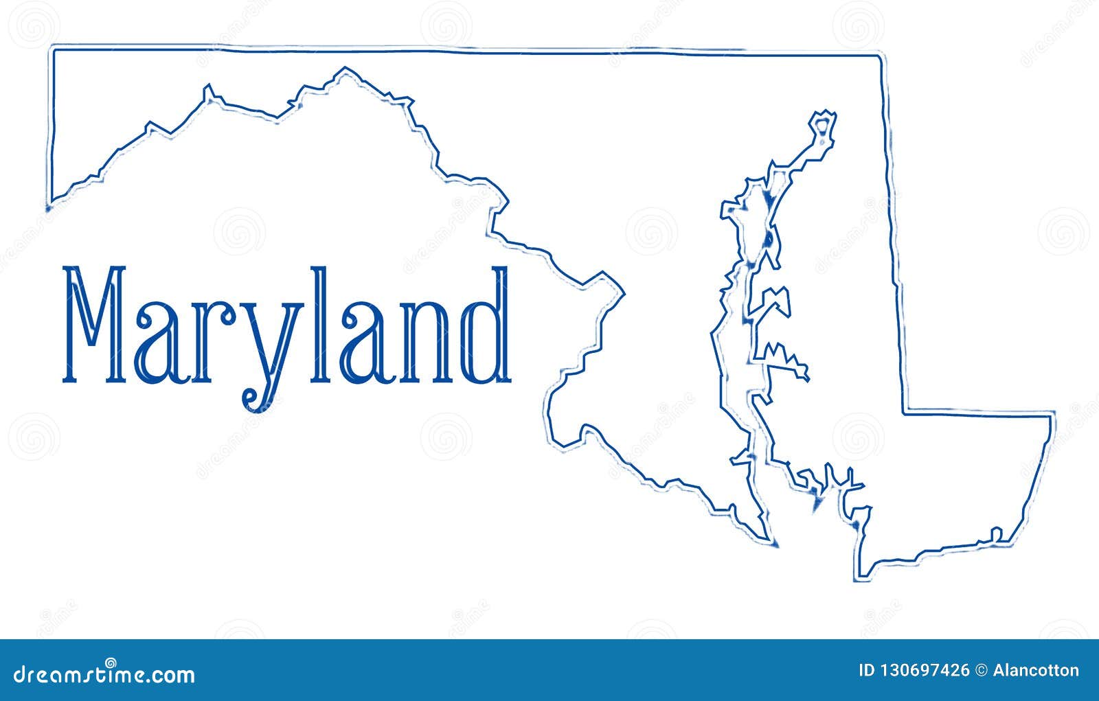 Mapa Del Esquema Del Estado De Maryland Stock de ilustración ...