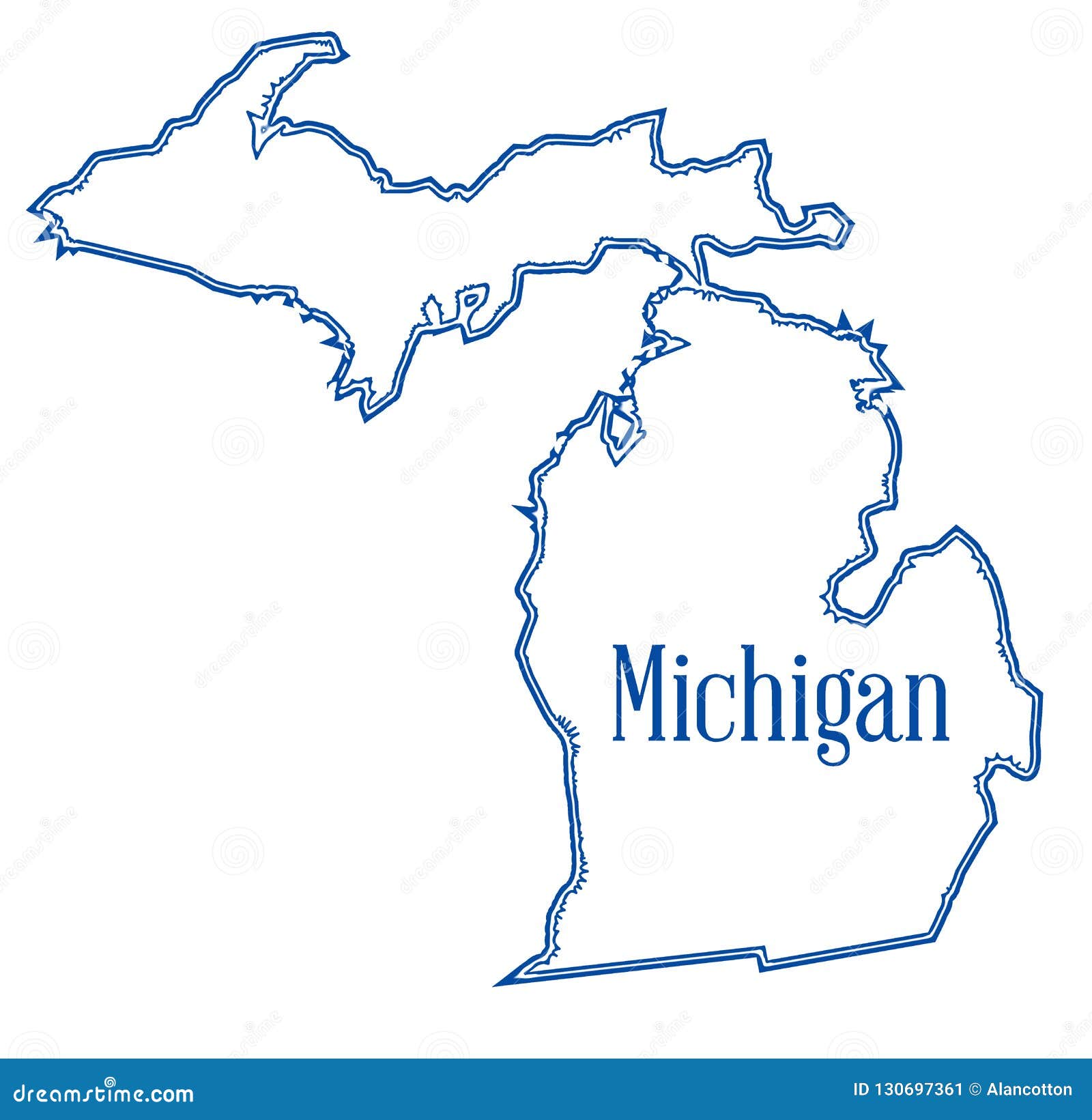 Mapa Del Esquema Del Estado De Michigan Stock de ilustración ...