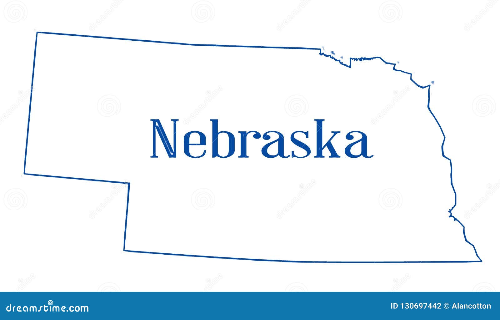 Mapa Del Esquema Del Estado De Nebraska Stock de ilustración ...