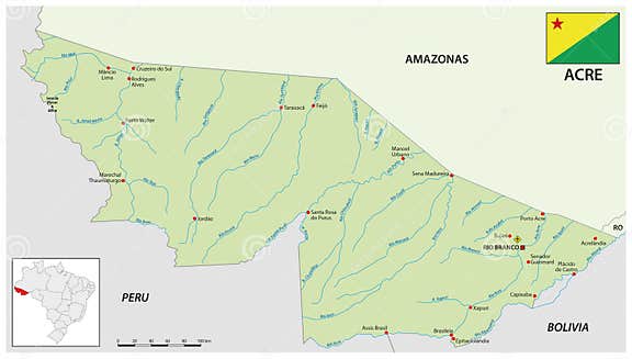 Mapa Del Estado De Acre De Brasil Ilustración del Vector - Ilustración ...
