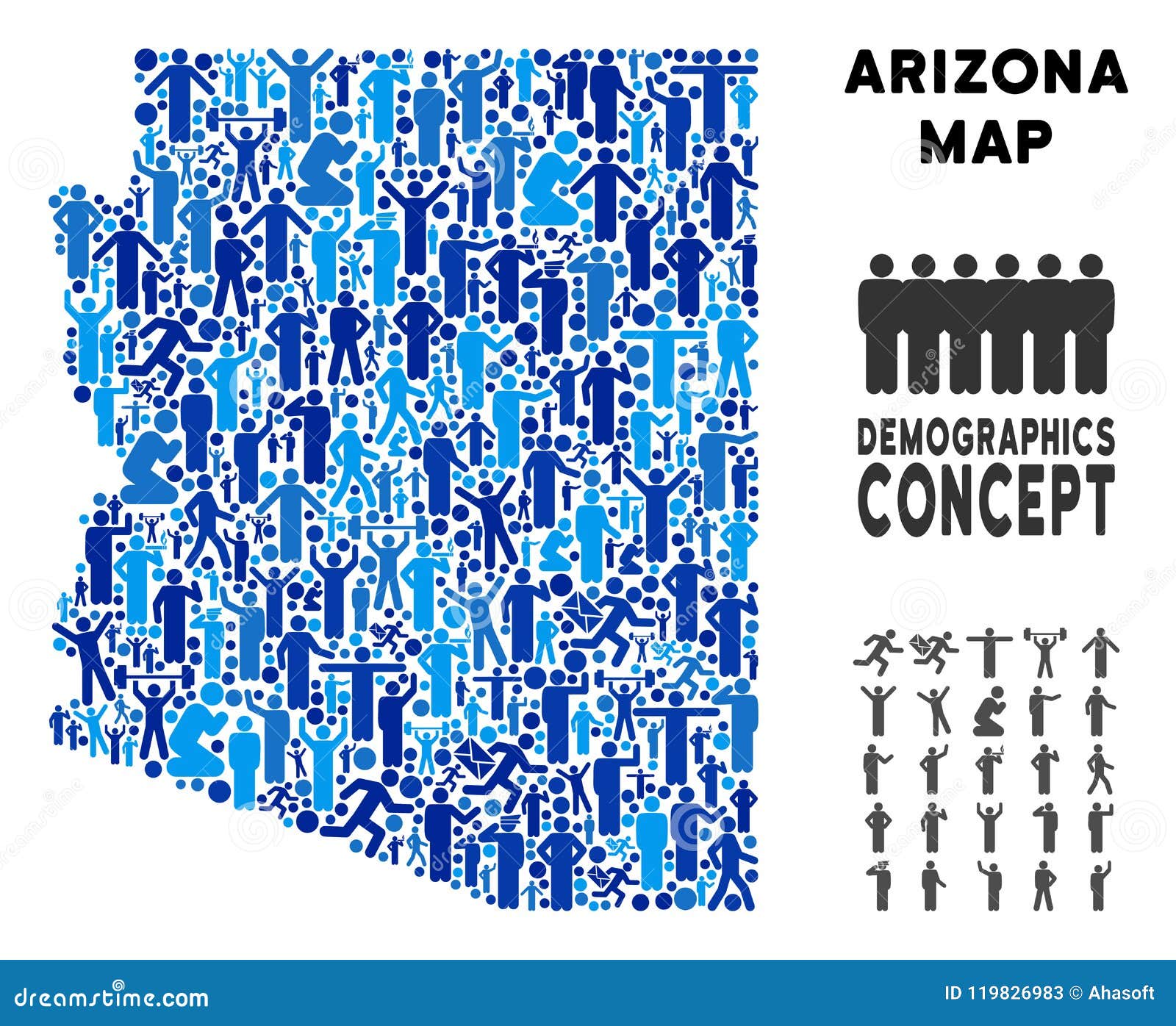 Mapa Del Estado De Arizona De La Gente Ilustración del Vector ...