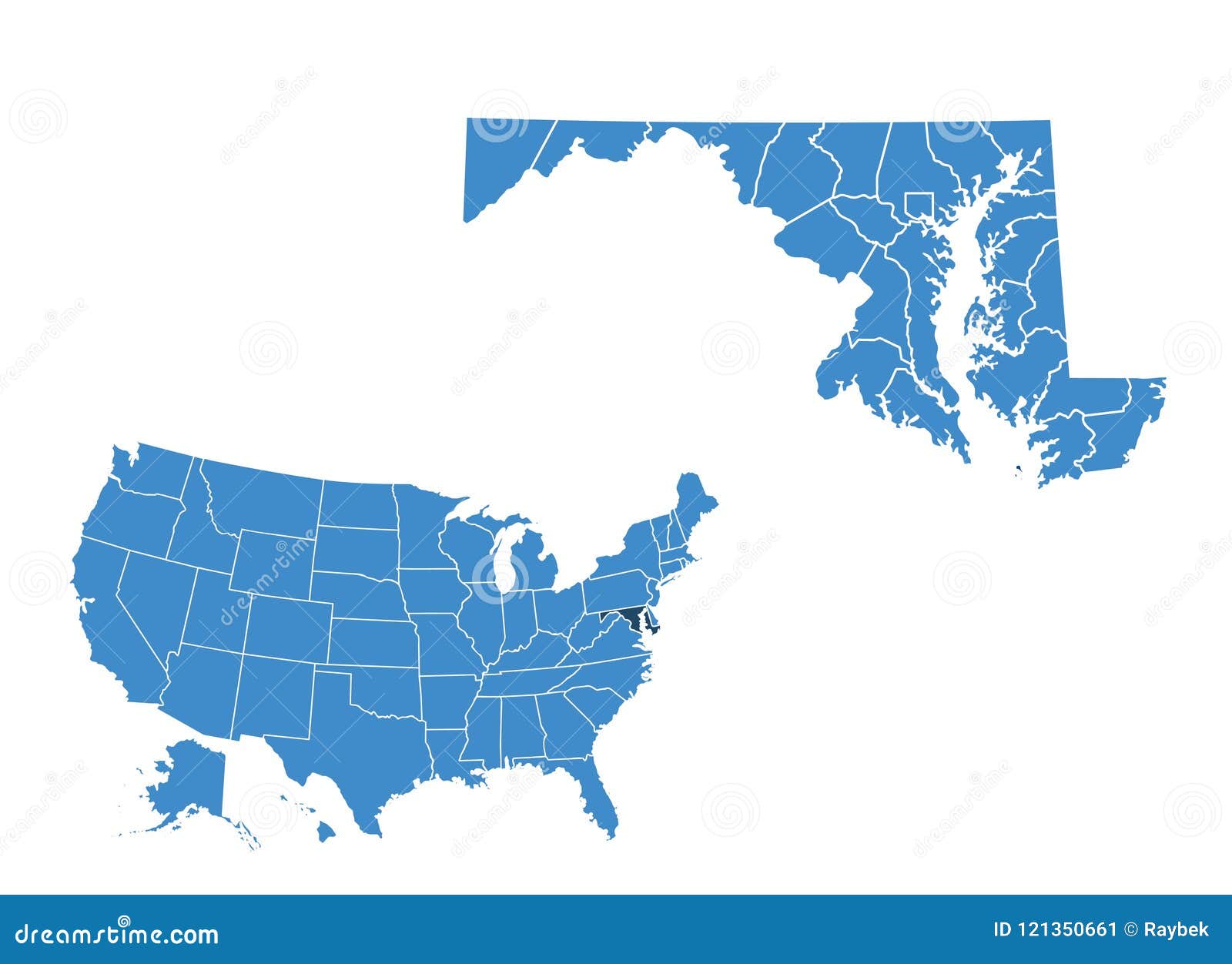 Mapa Del Estado De Maryland Stock de ilustración - Ilustración de ...