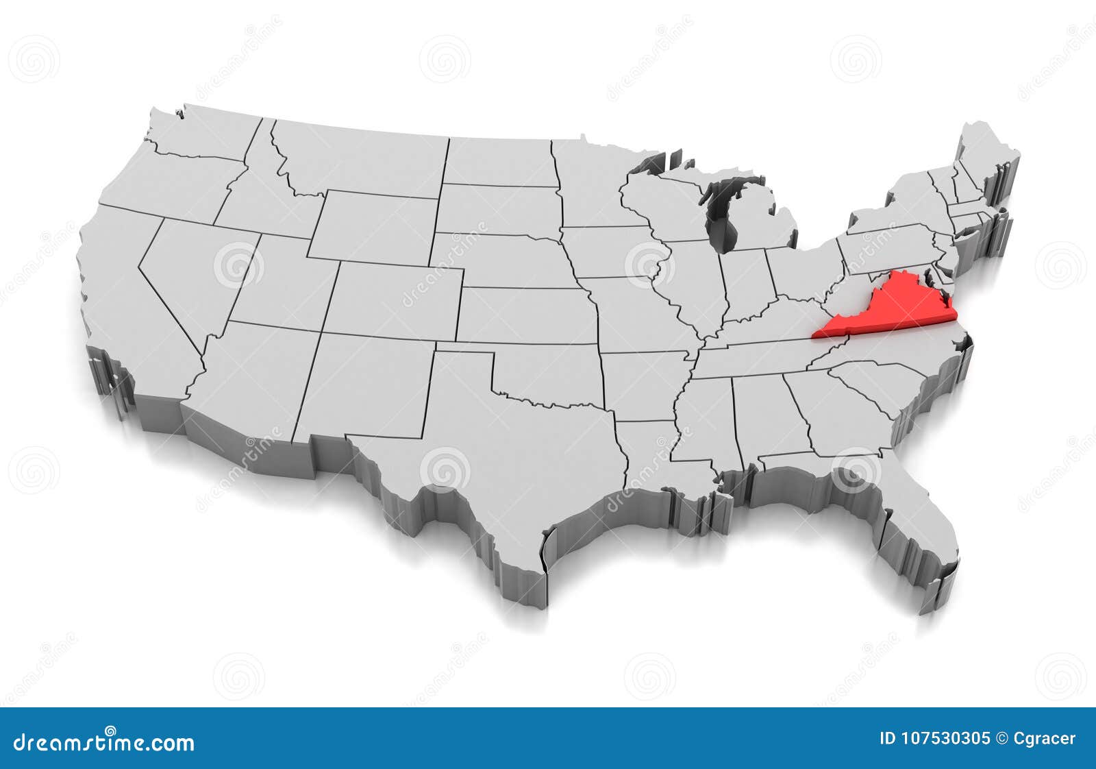 Mapa Del Estado De Virginia, Los E.E.U.U. Stock de ilustración ...