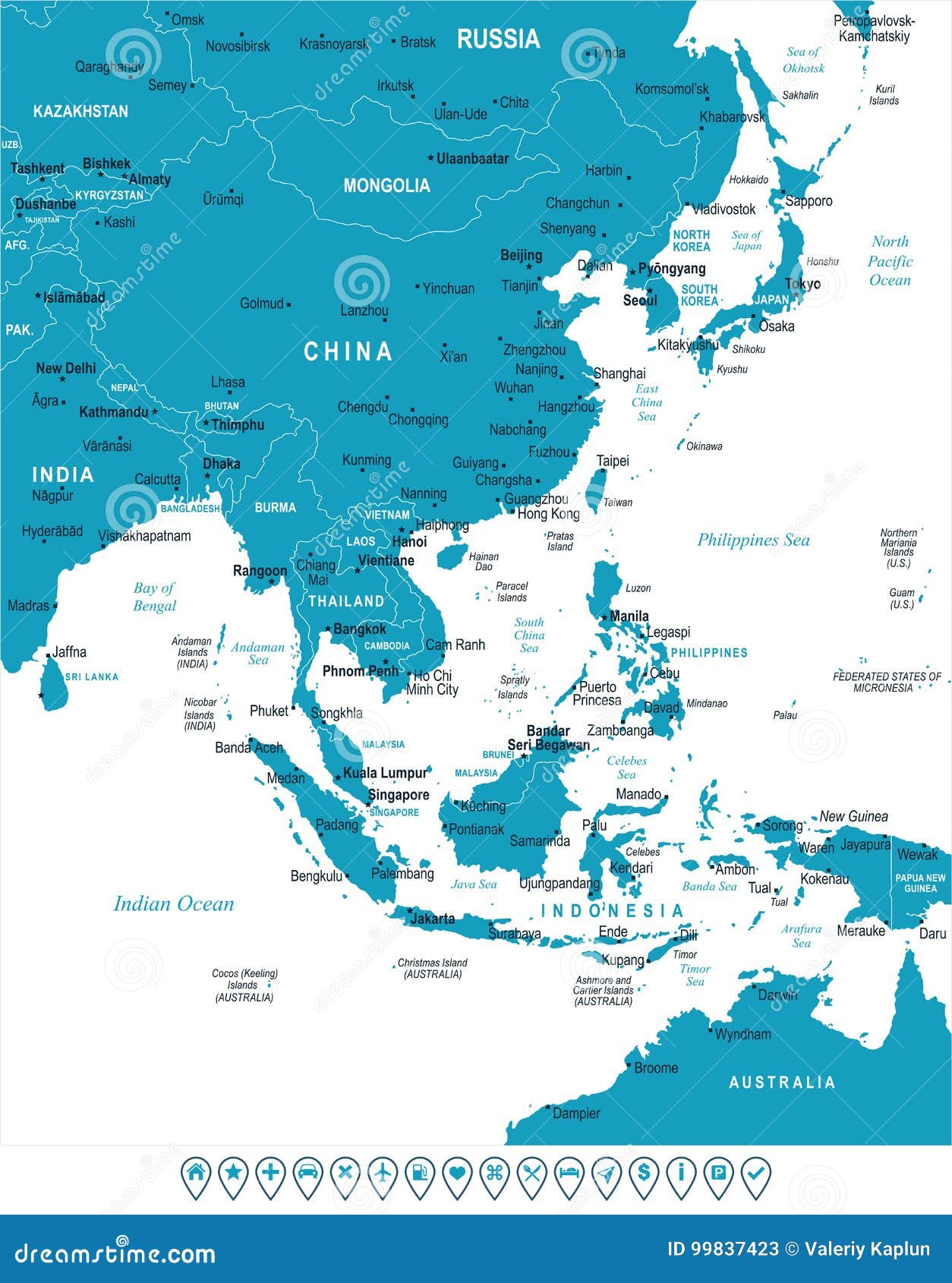 Mapa Del Este De Asia - Ejemplo Del Vector Stock de ilustración ...