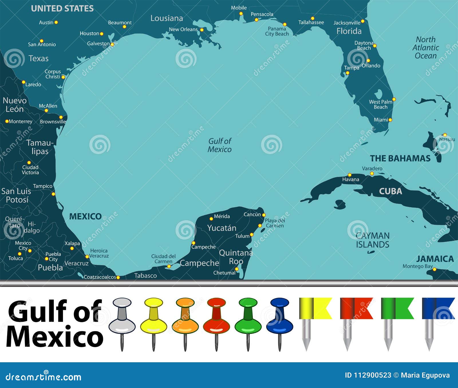 Mapa del Golfo de México ilustración del vector. Ilustración de ...