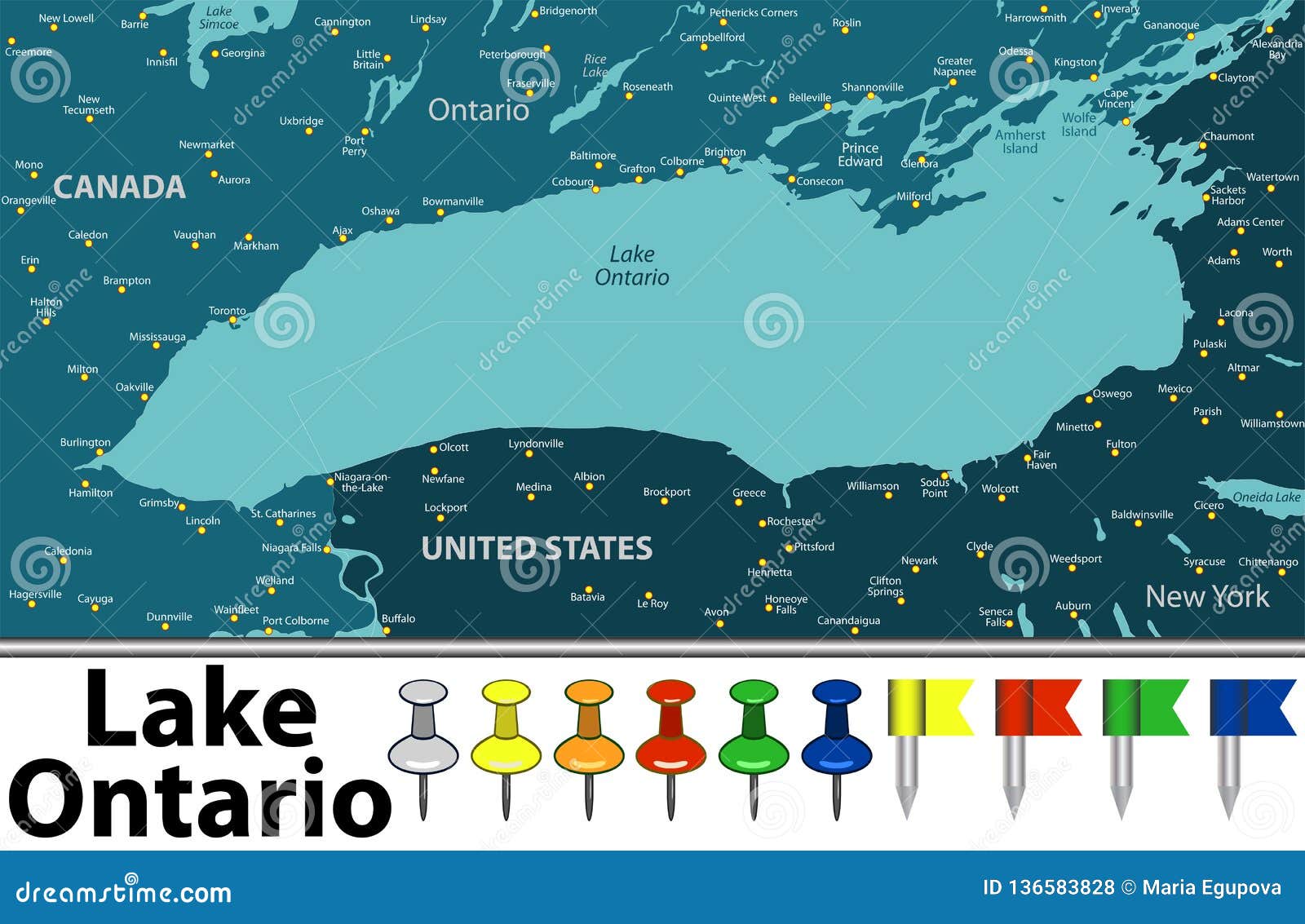 Mapa del lago Ontario ilustración del vector. Ilustración de america ...