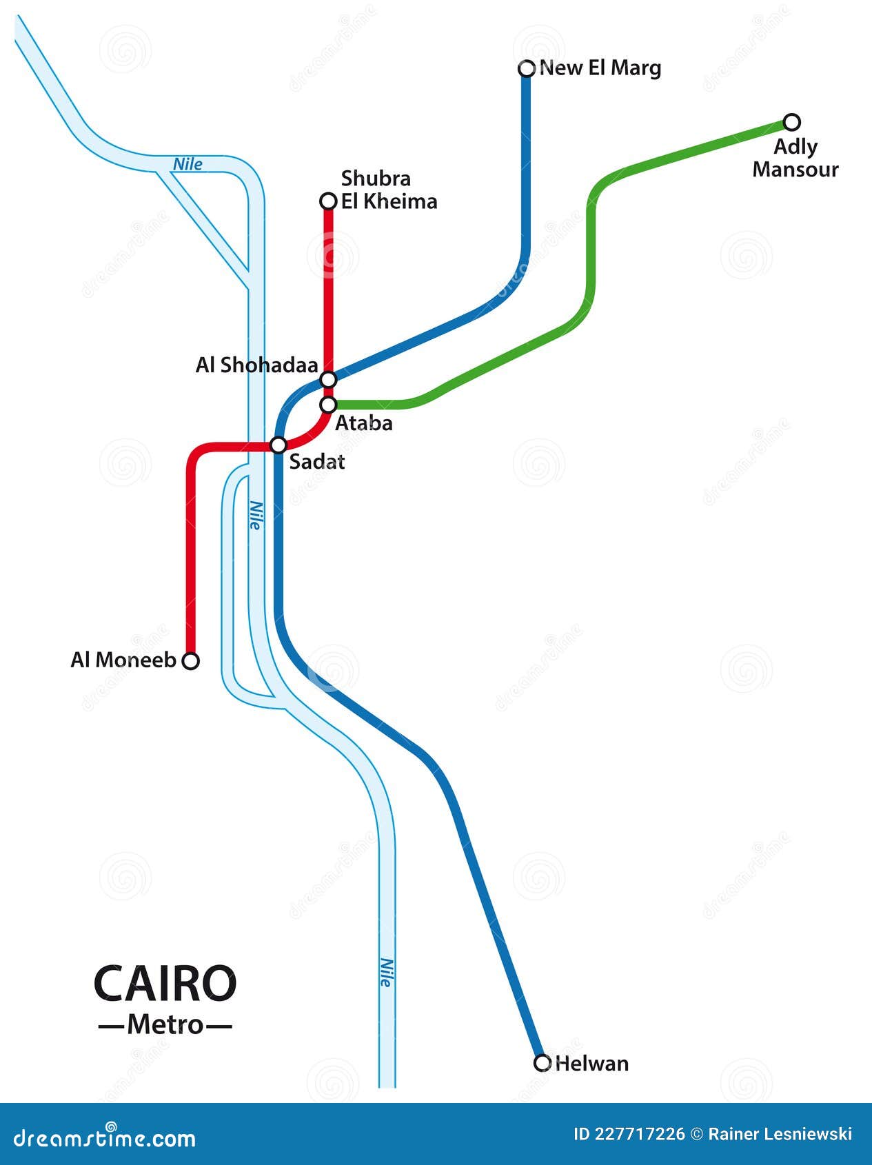 Mapa Del Metro Vectorial De La Capital Egipcia Cairo Ilustración del ...