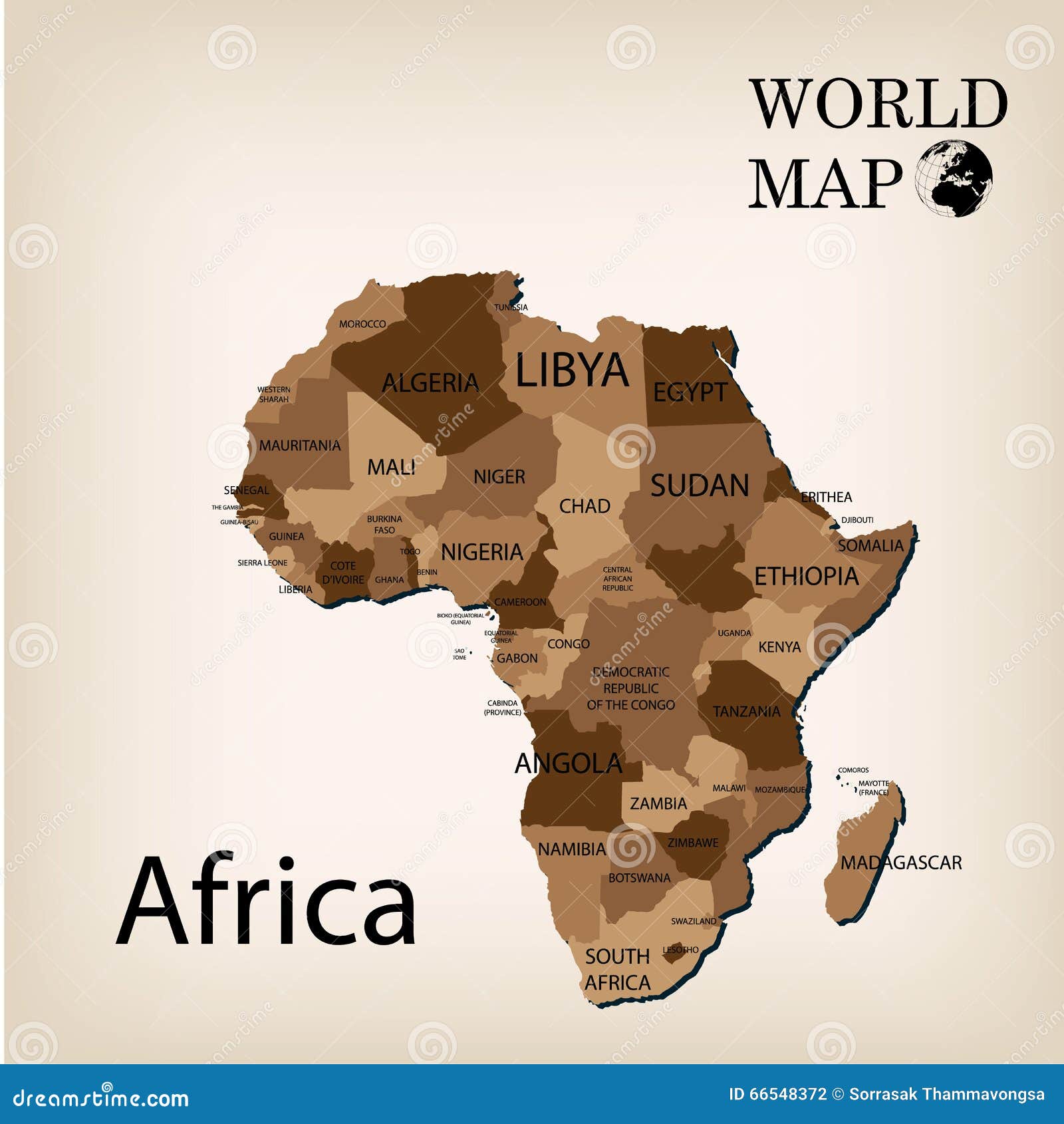 Mapa del mundo África ilustración del vector. Ilustración de global ...