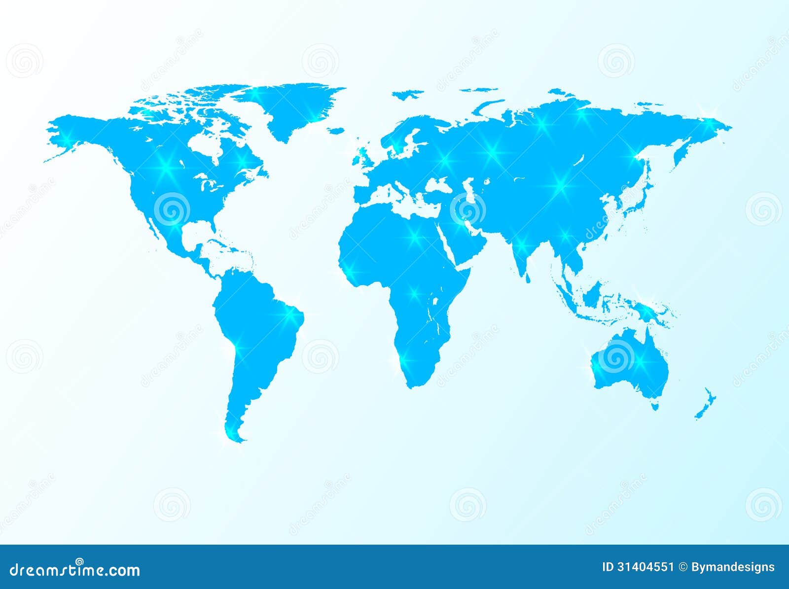 Mapa Del Mundo Azul Con Las Estrellas Ilustración del Vector ...