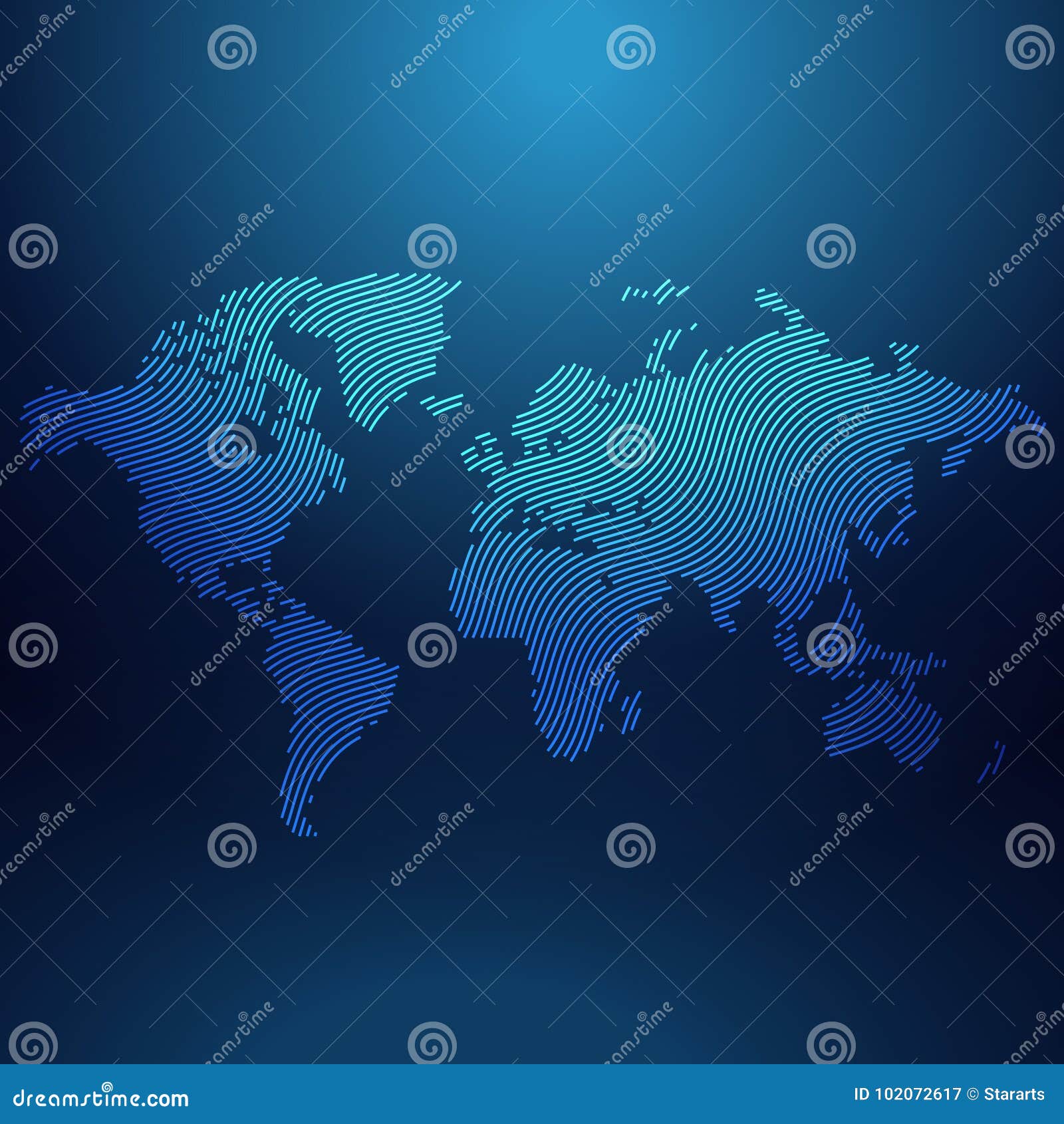 Mapa Del Mundo Azul En Estilo Ondulado Ilustración del Vector ...