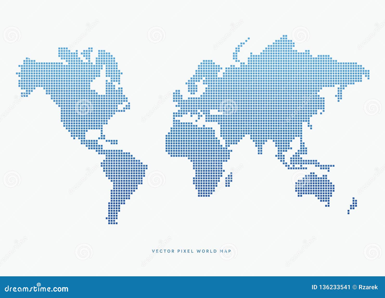Mapa Del Mundo Azul Del Pixel Del Vector a Mano Ilustración del Vector ...
