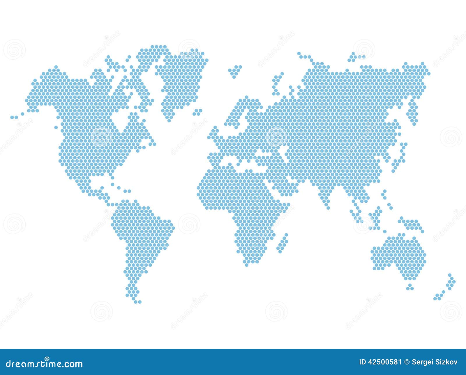 Mapa Del Mundo Azul Punteado Aislado En Blanco Vector Ilustración del ...