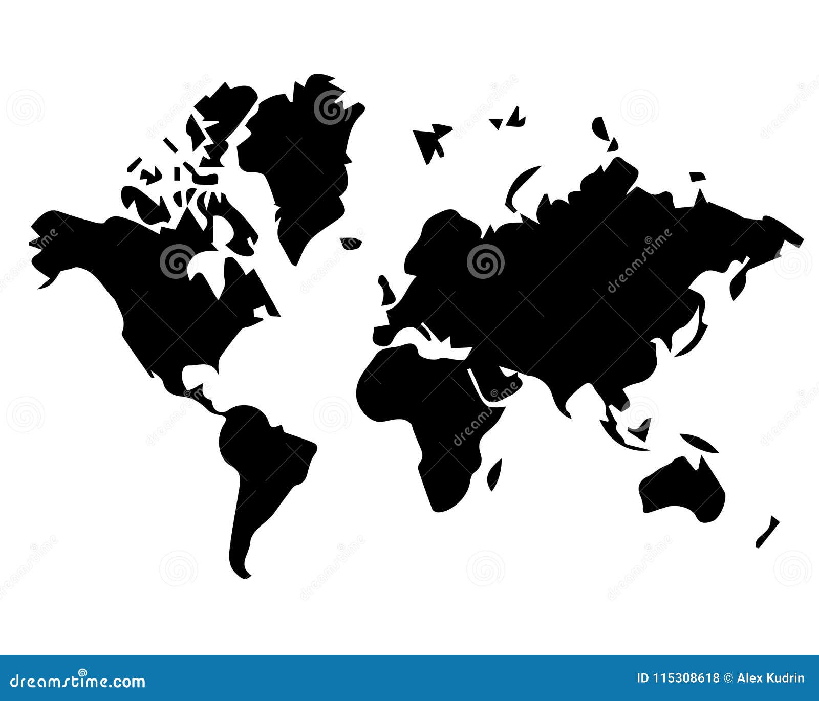 Mapa Del Mundo Blanco Y Negro Ilustración del Vector - Ilustración de ...