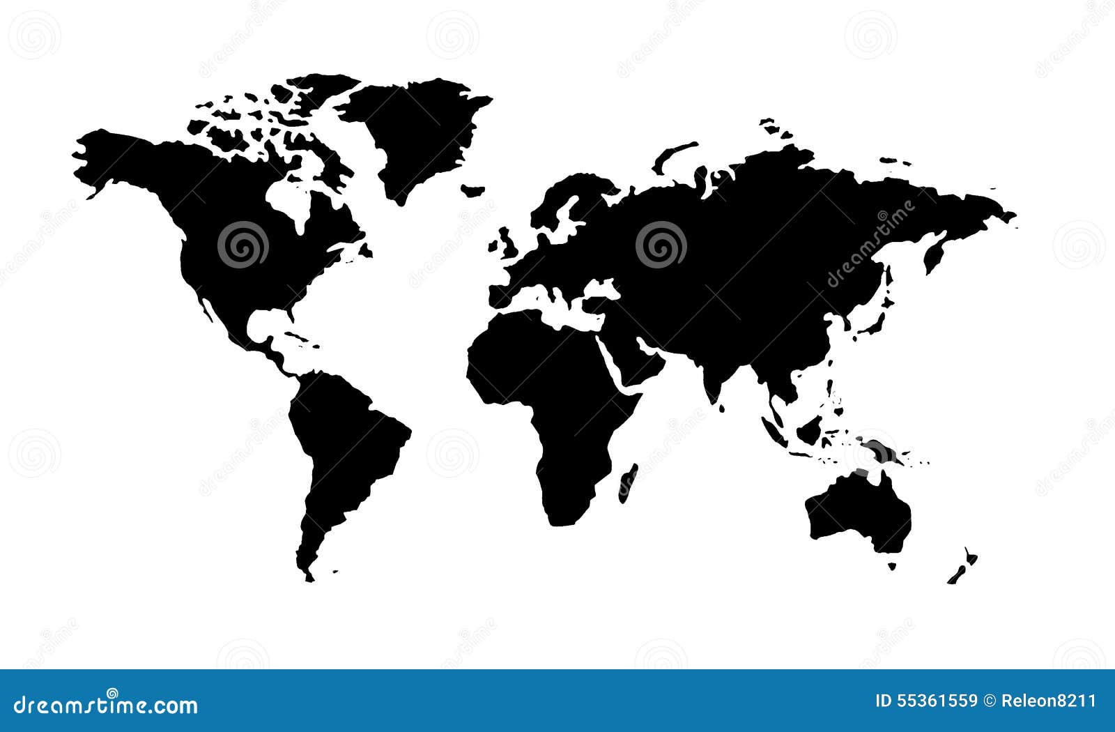 Mapa Del Mundo Blanco Y Negro Stock de ilustración - Imagen: 55361559