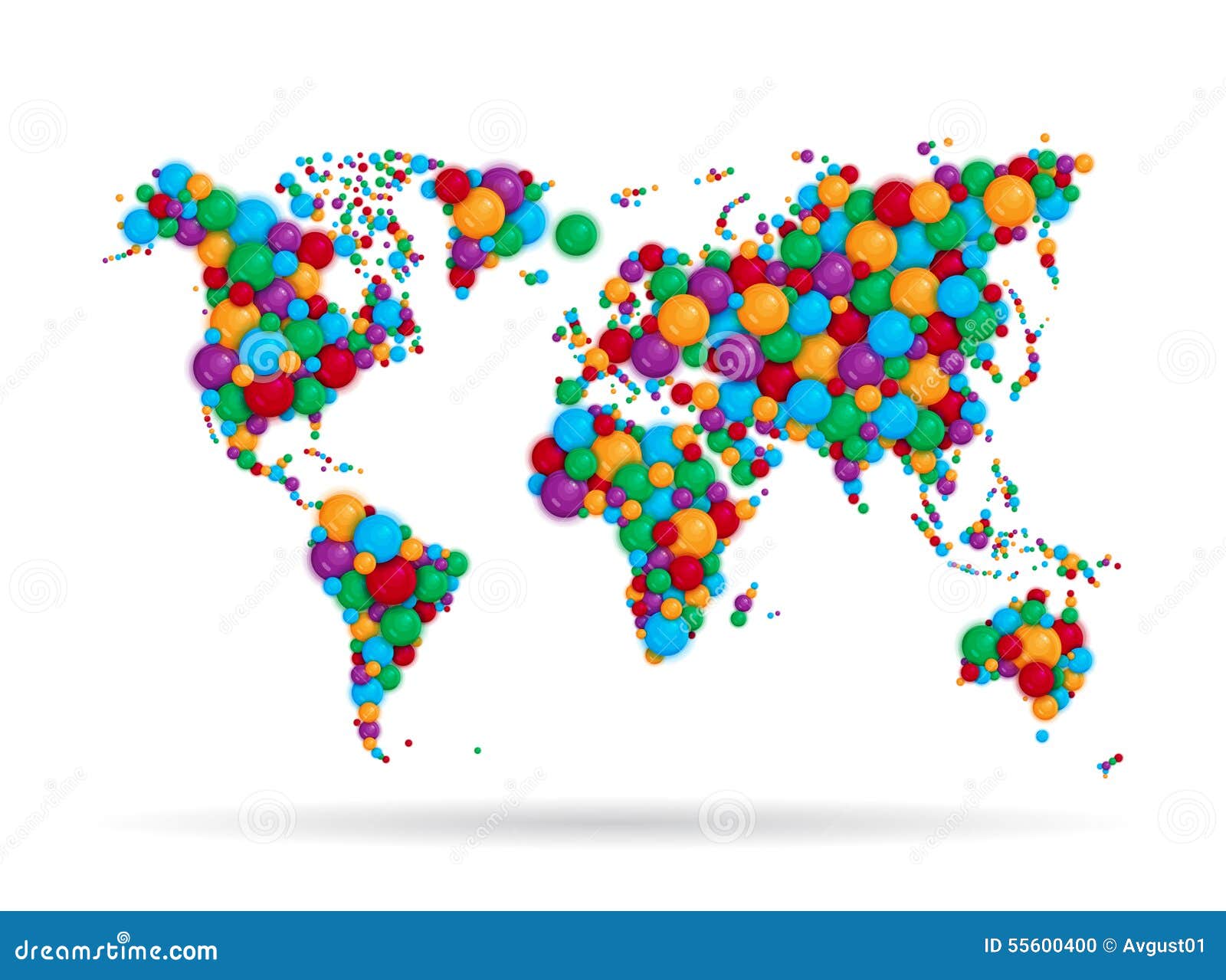 Mapa Del Mundo Colorido De Bolas Del Color Ilustración del Vector ...