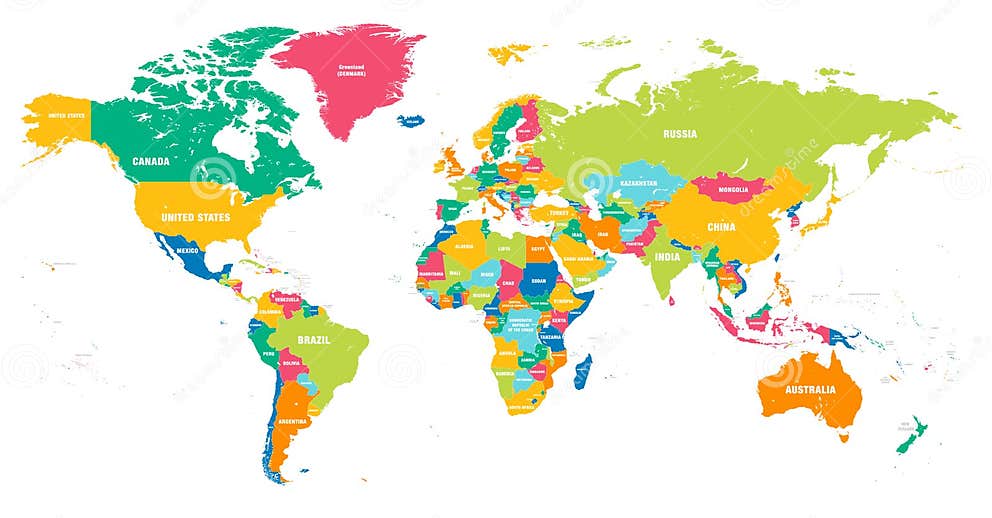Mapa Del Mundo Colorido Del Vector Ilustración del Vector - Ilustración ...