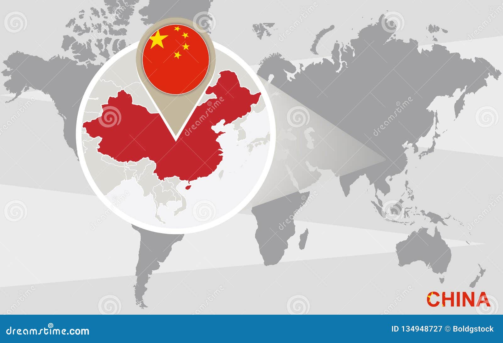Mapa Del Mundo Con China Magnificada Ilustración del Vector ...