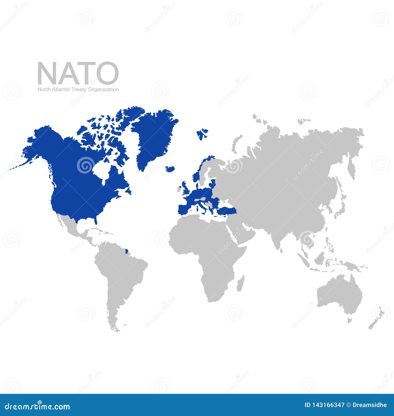 Mapa Del Mundo Con El Estado Miembro De La OTAN Ilustración del Vector ...
