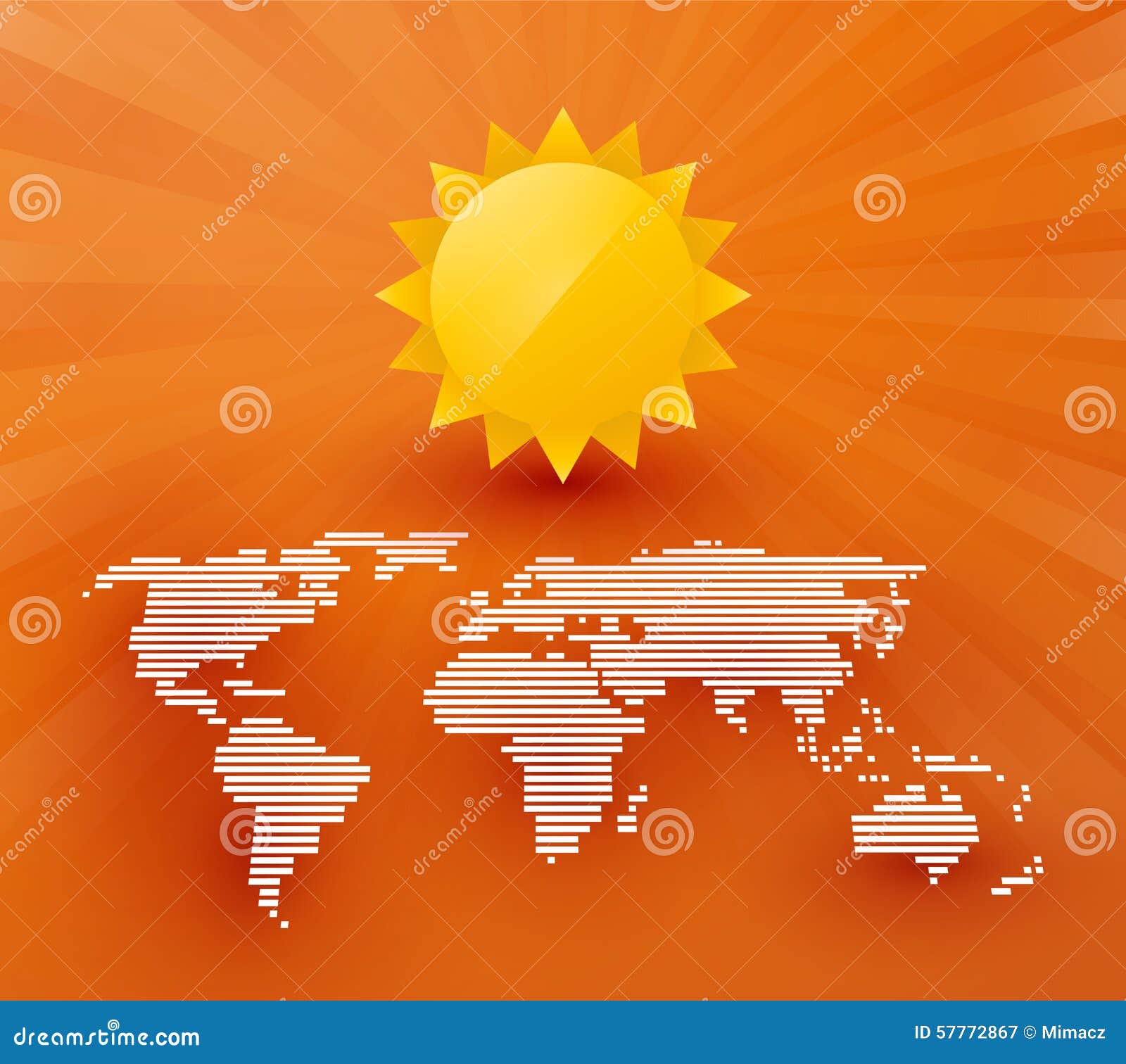 Mapa del mundo con el sol ilustración del vector. Ilustración de seco ...