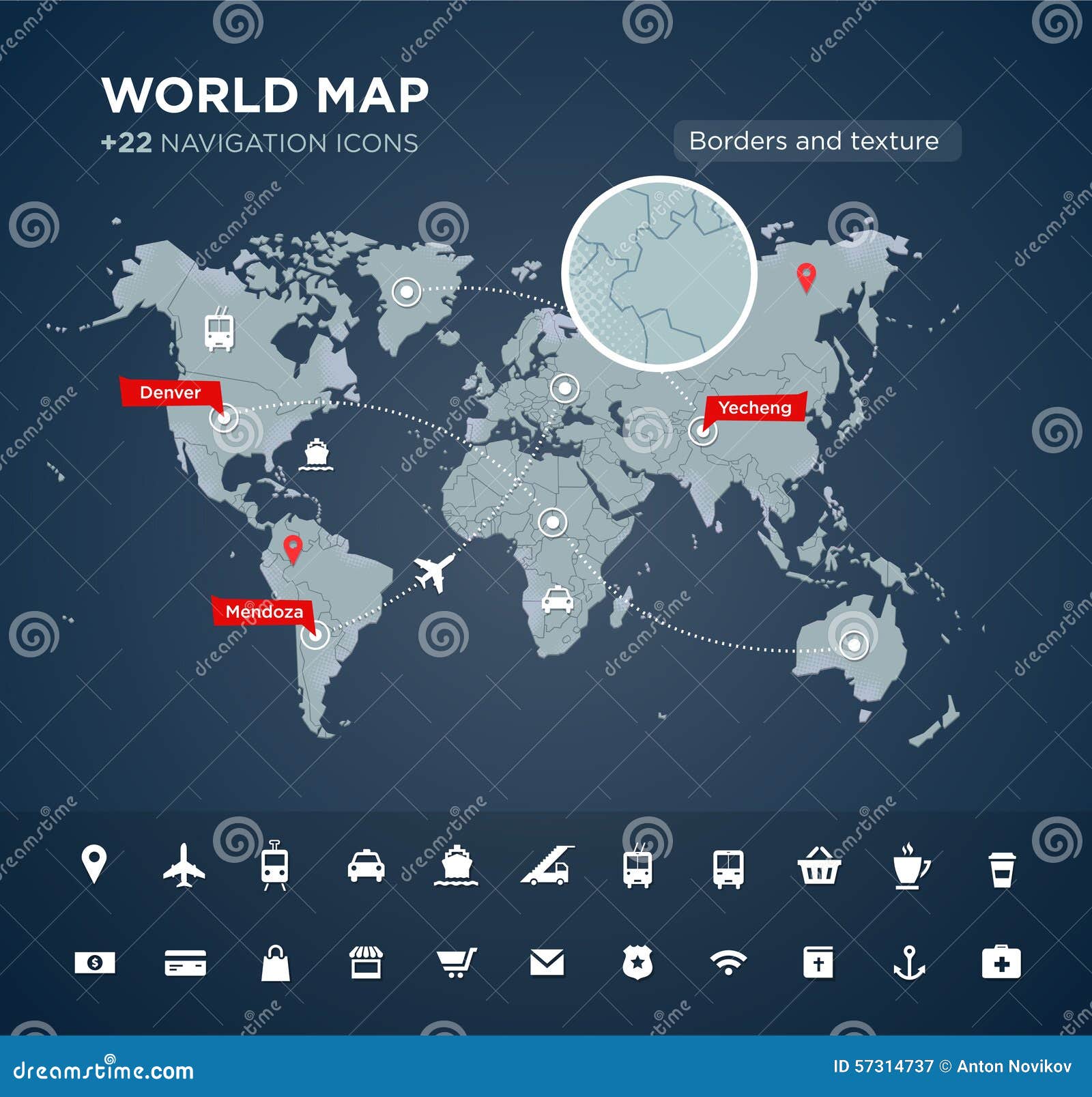 Mapa Del Mundo Con 22 Iconos Ilustración del Vector - Ilustración de ...