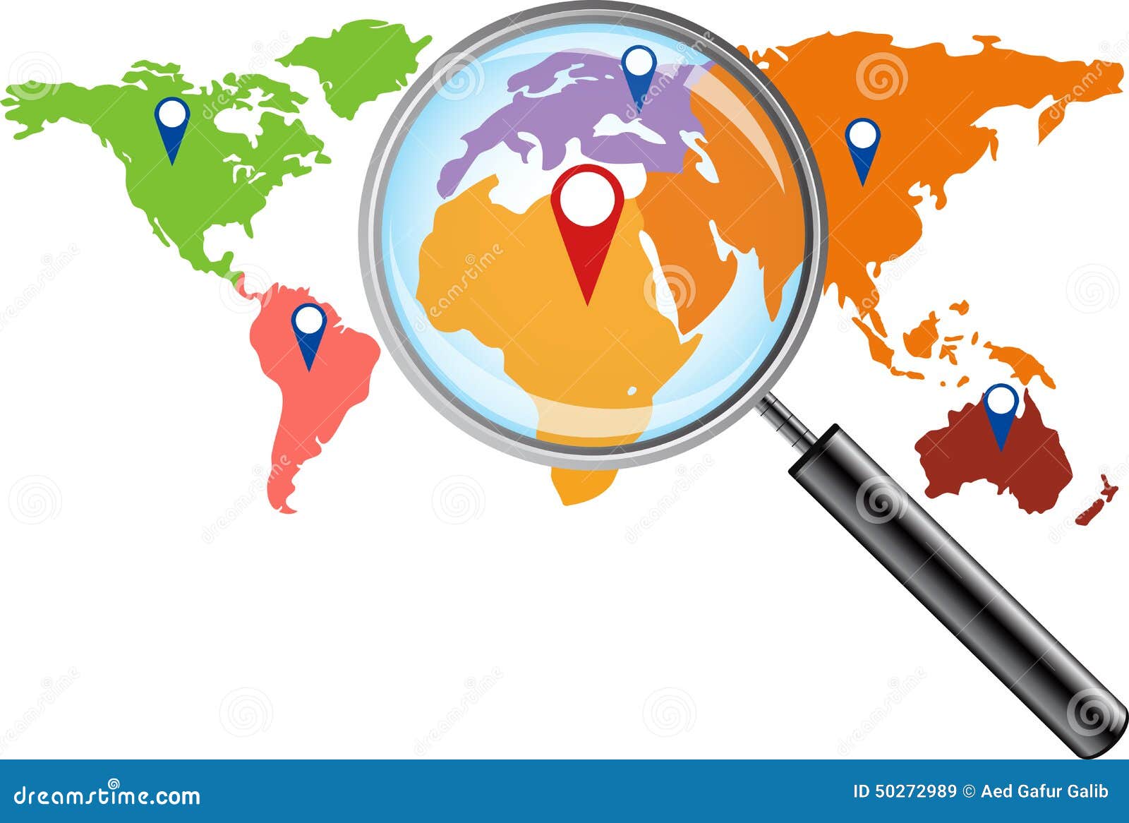 Mapa del mundo con la lupa ilustración del vector. Ilustración de globo ...
