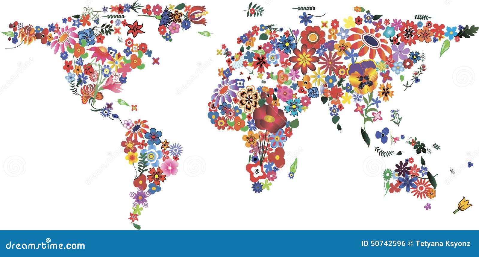 Mapa del mundo de la flor ilustración del vector. Ilustración de ...