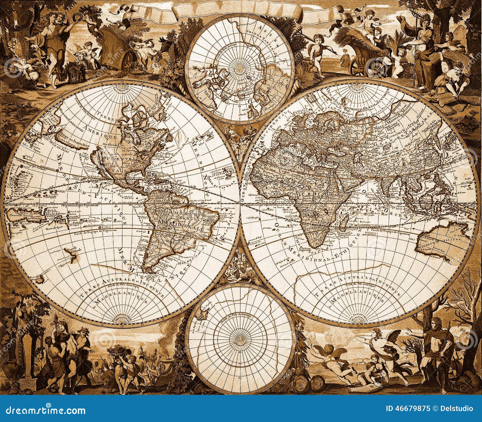 Mapa del mundo del vintage imagen editorial. Imagen de textura - 46679875
