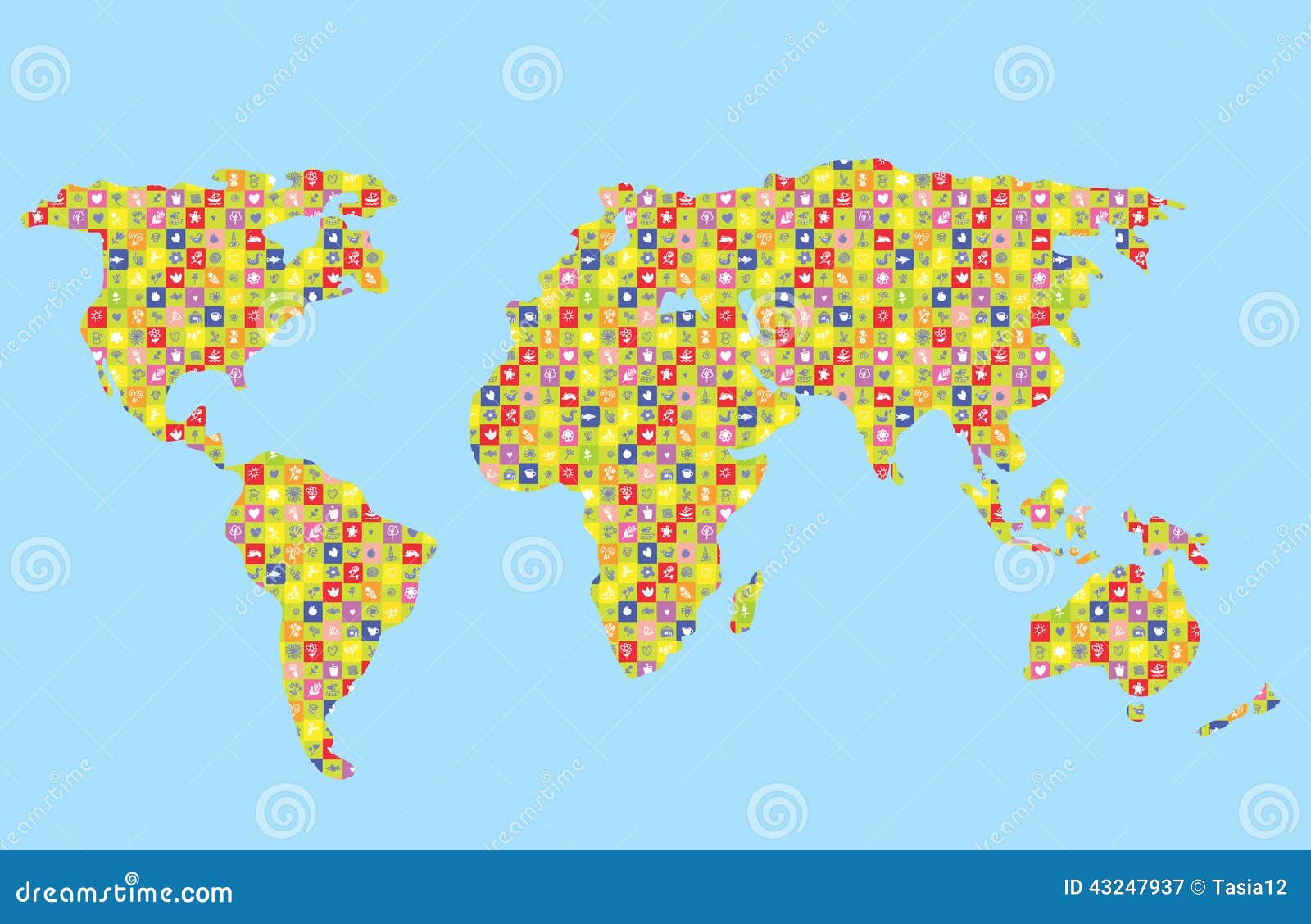 Mapa Del Mundo Divertido Para Los Niños Ilustración del Vector - Imagen ...