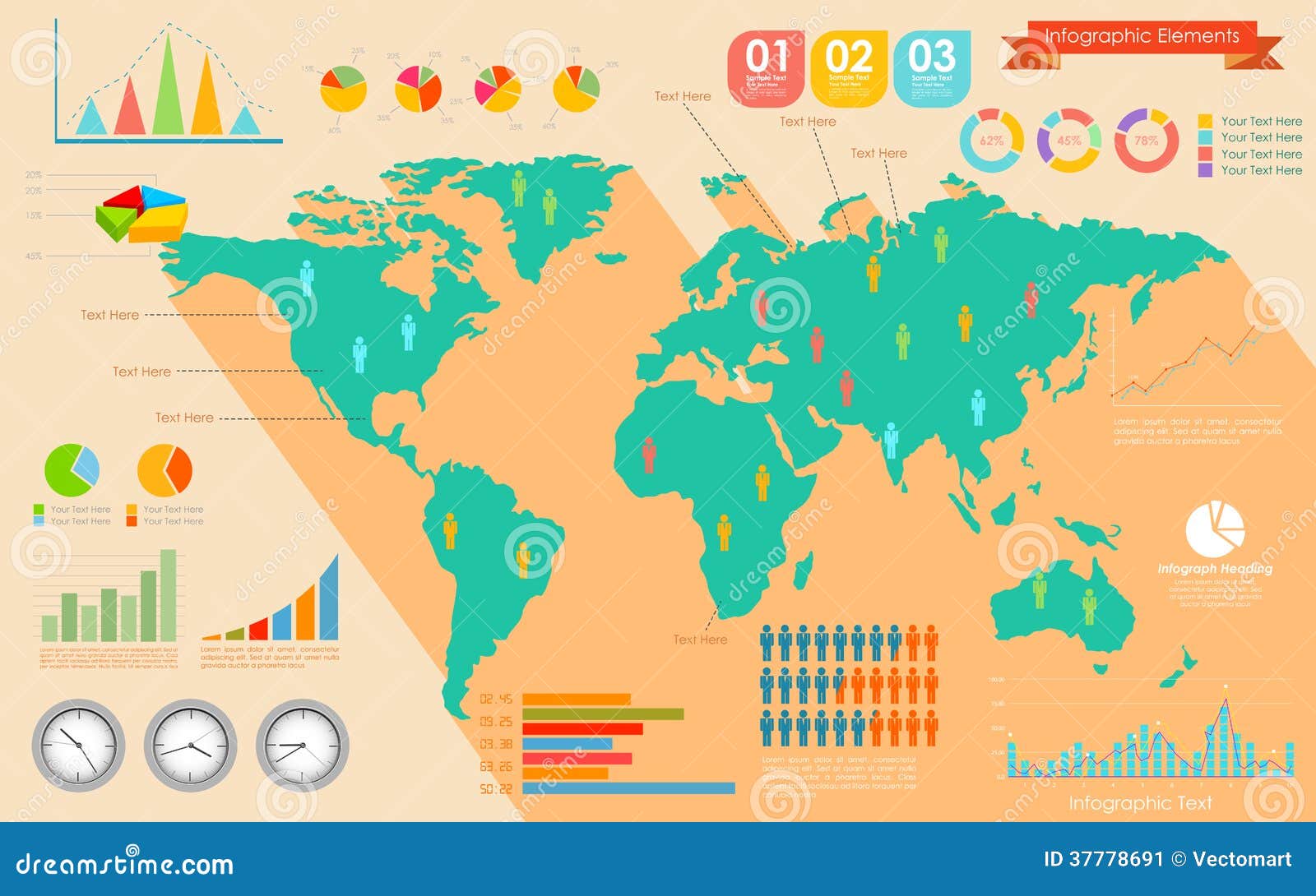 Mapa Del Mundo Infographics Ilustración del Vector - Ilustración de ...