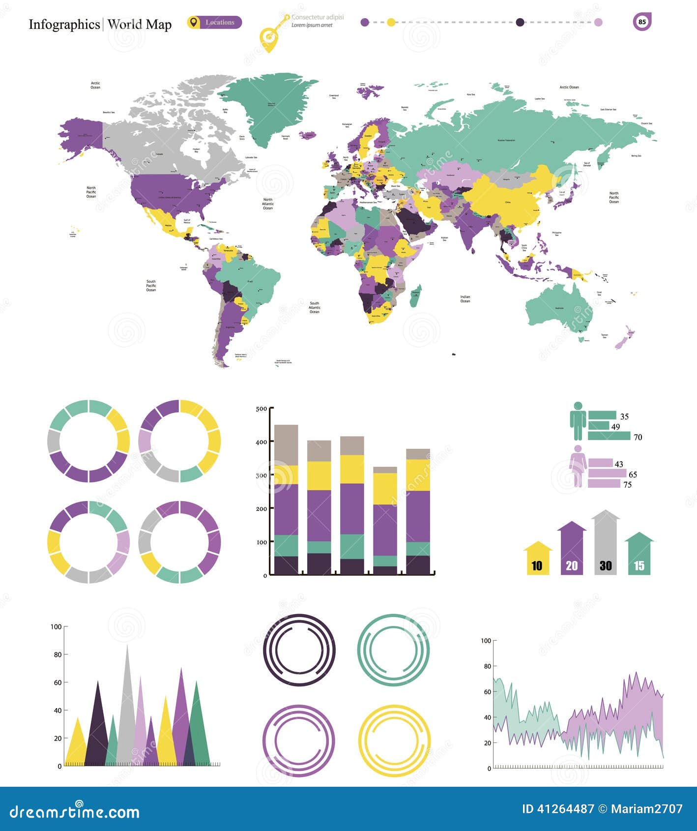 Mapa Del Mundo Infographics Ilustración del Vector - Ilustración de ...