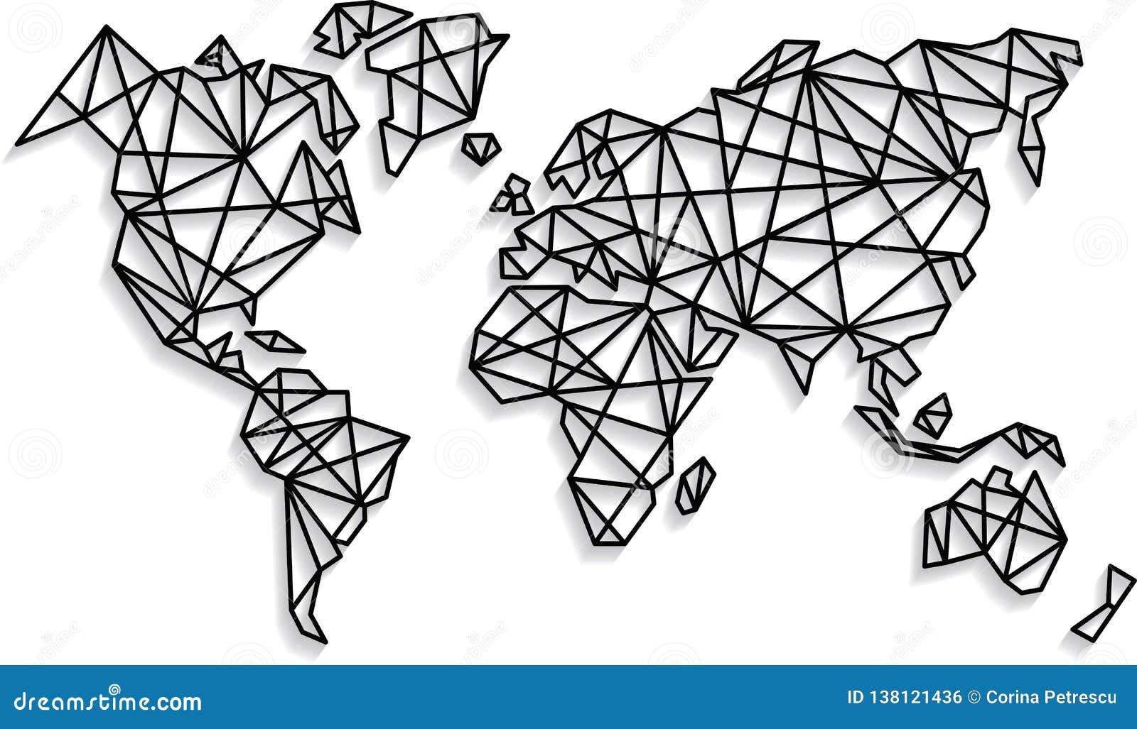 Mapa Del Mundo Poligonal Del Vector Ilustración del Vector - Ilustración de continente ...