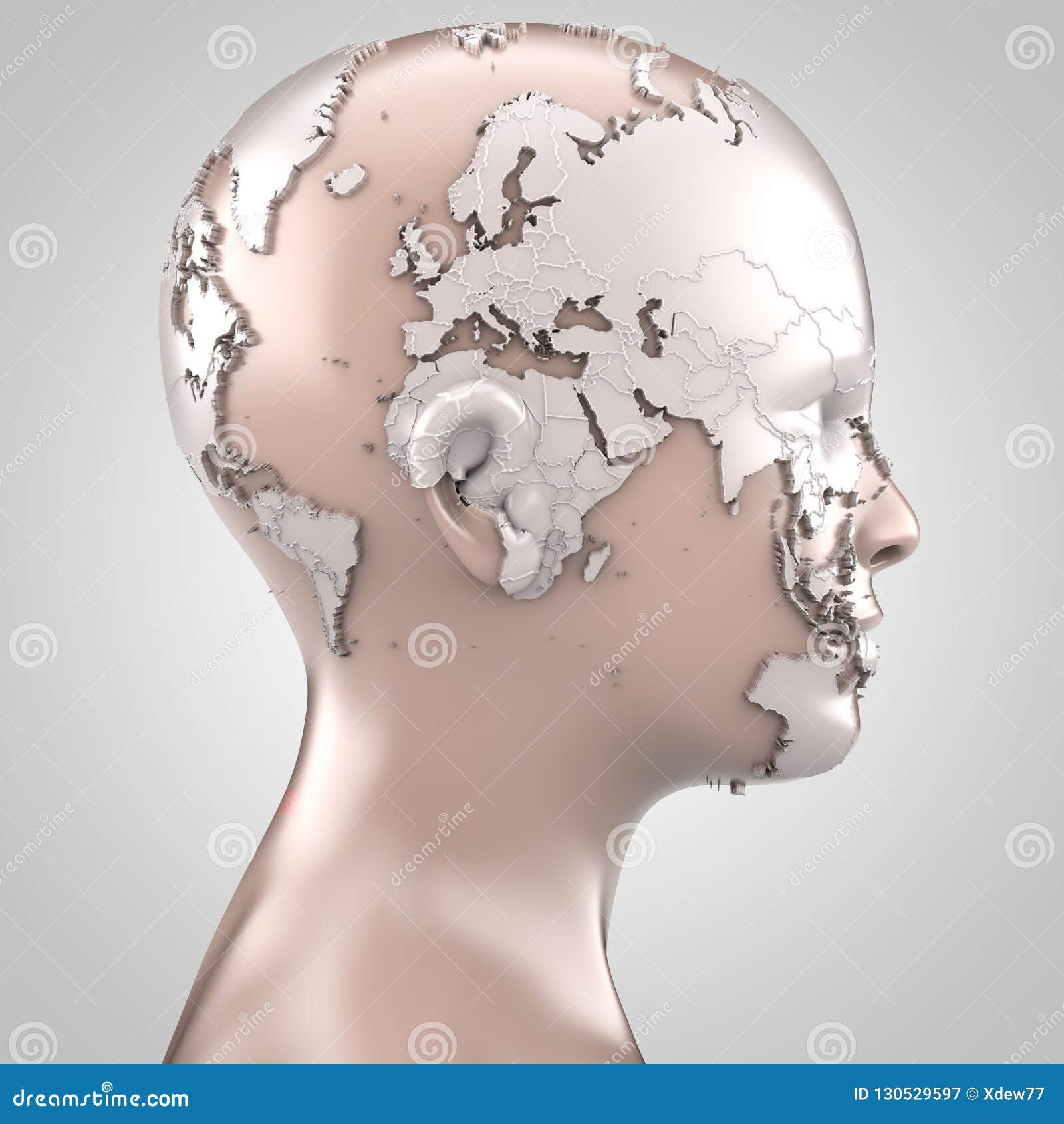 Mapa Del Mundo Proyectado En Cara Stock de ilustración - Ilustración de ...