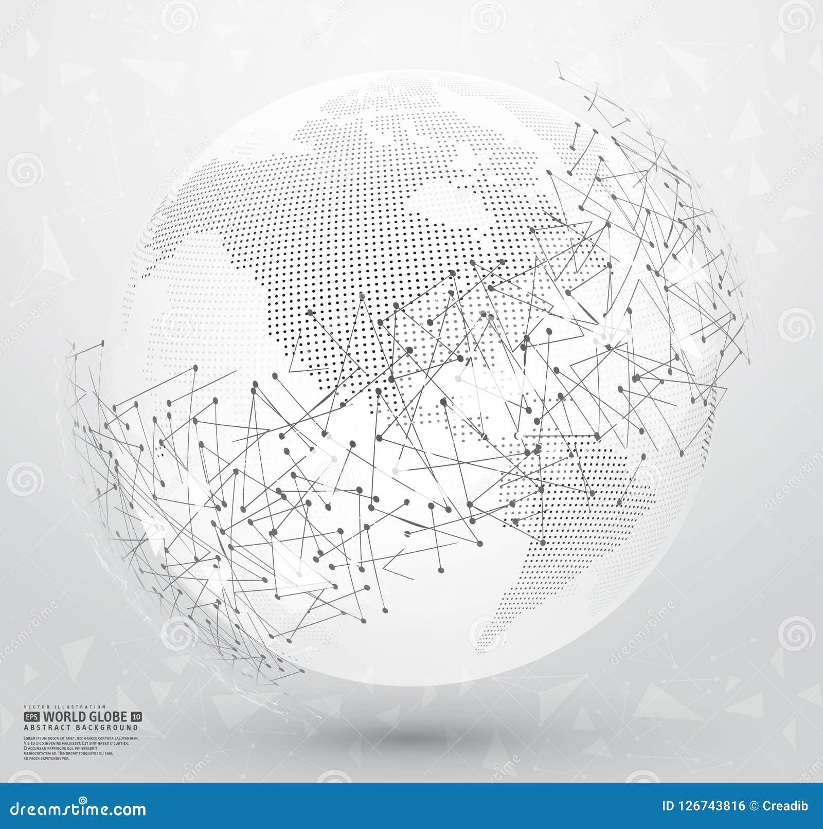 Mapa Del Mundo Punteado Tridimensional Con El Sphare Del Wireframe ...