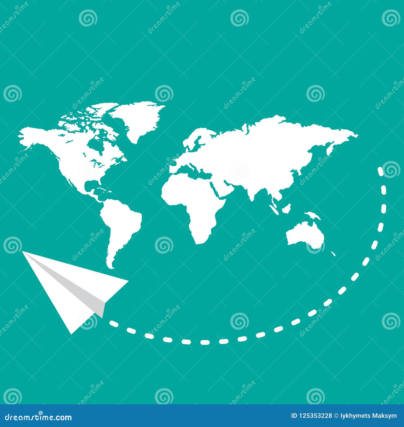 Mapa Del Mundo Del Vector Con Los Aviones De Papel Stock de ilustración ...