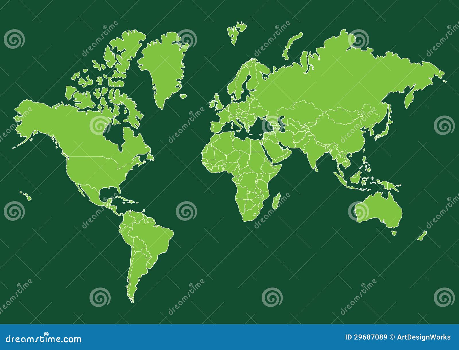 Mapa Del Mundo Verde Con Los Países Ilustración del Vector ...