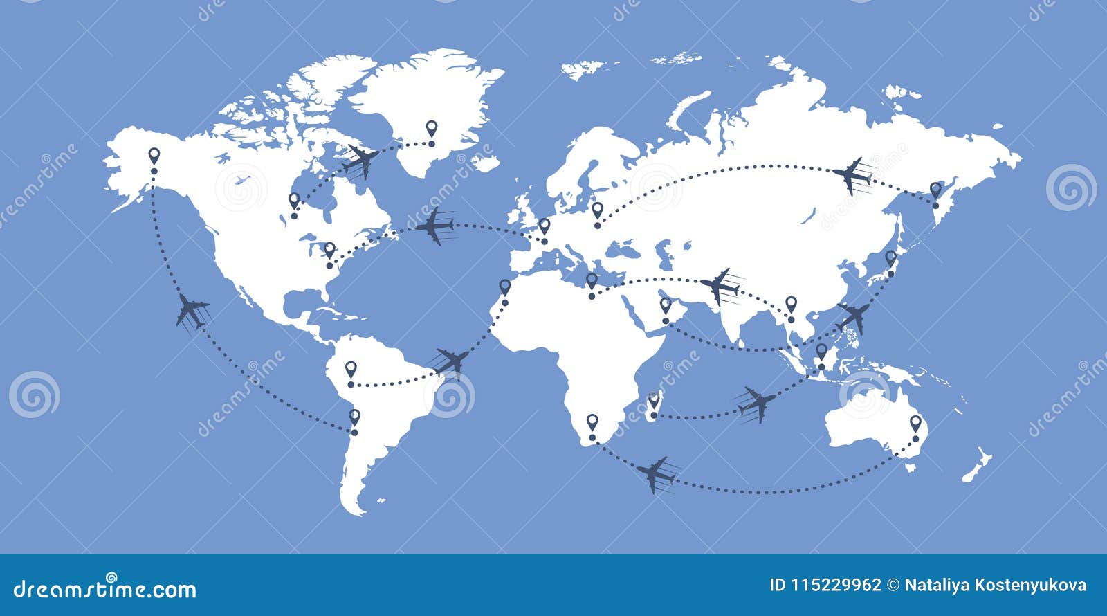 Mapa del mundo y aviones ilustración del vector. Ilustración de ...