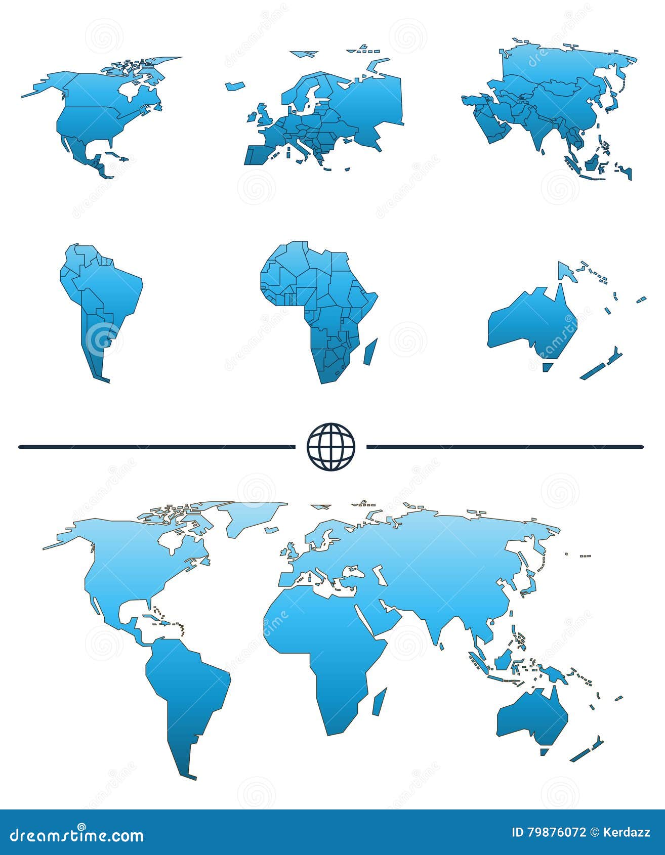 Mapa Del Mundo Y Continentes Ilustración del Vector - Ilustración de ...