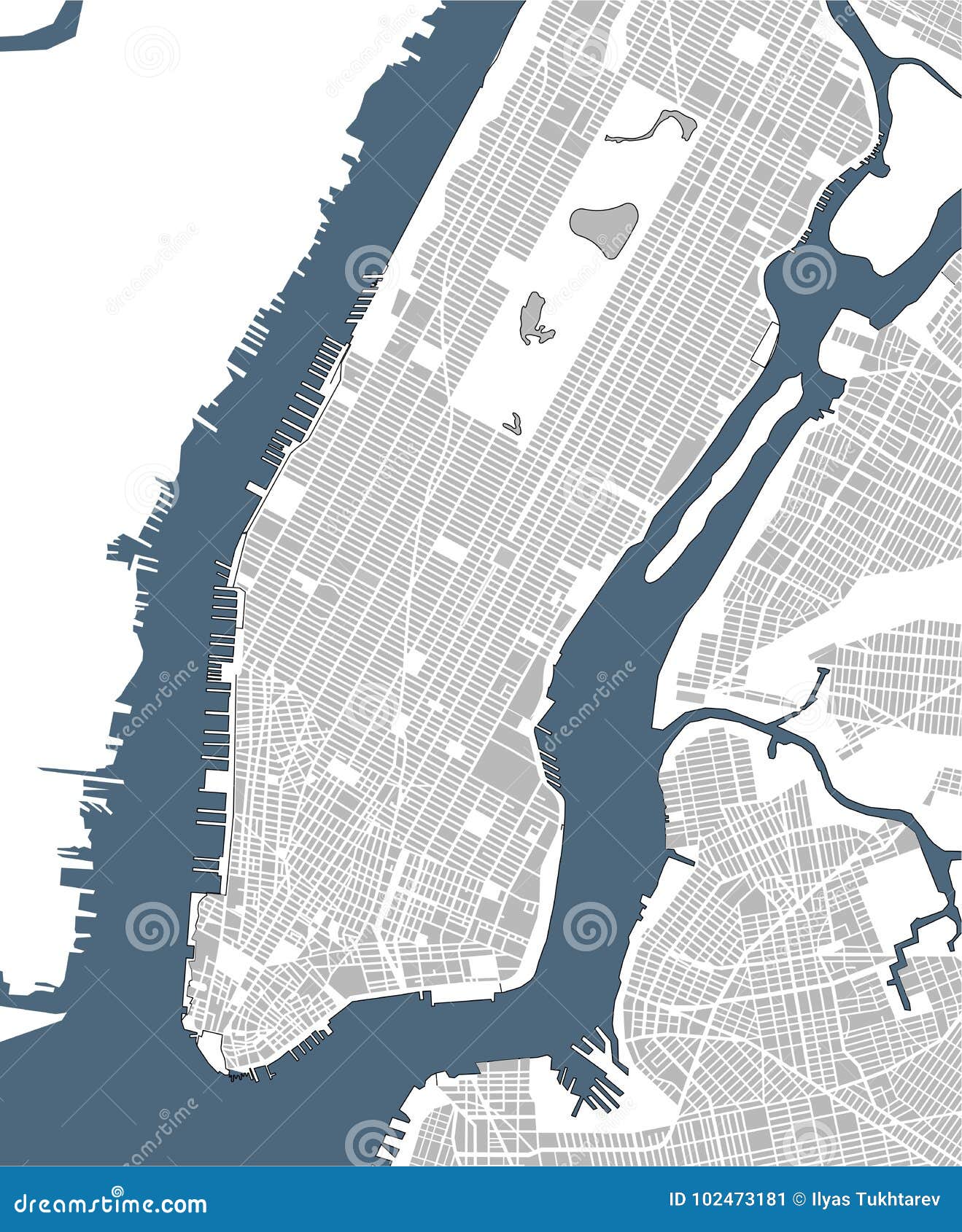 Mapa Del New York City, NY, Los E.E.U.U. Stock de ilustración ...