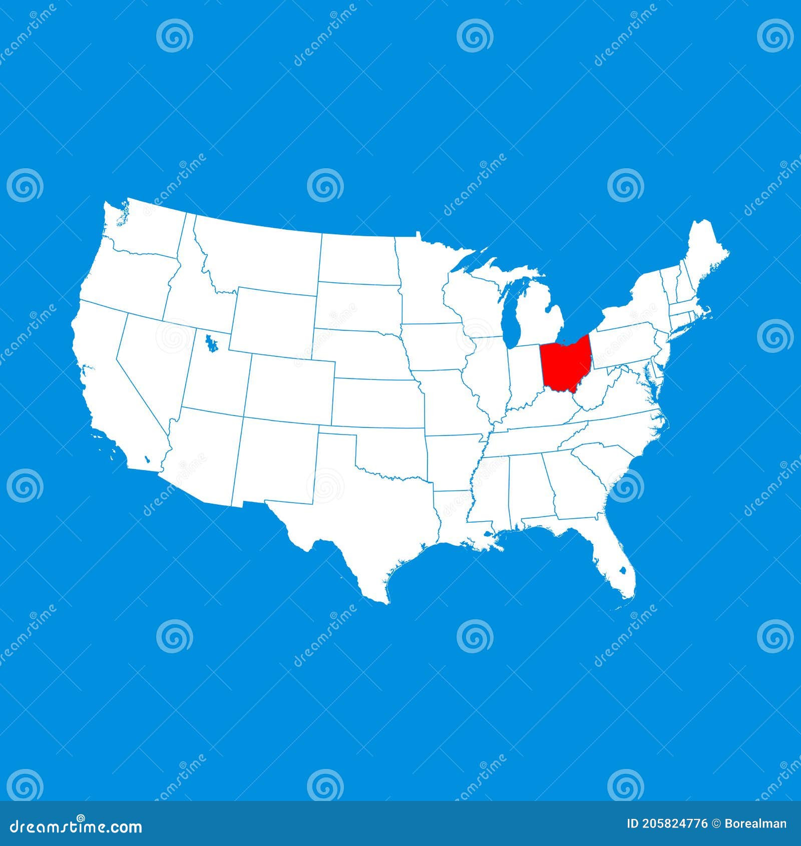 Mapa del ohio ilustración del vector. Ilustración de recorrido - 205824776