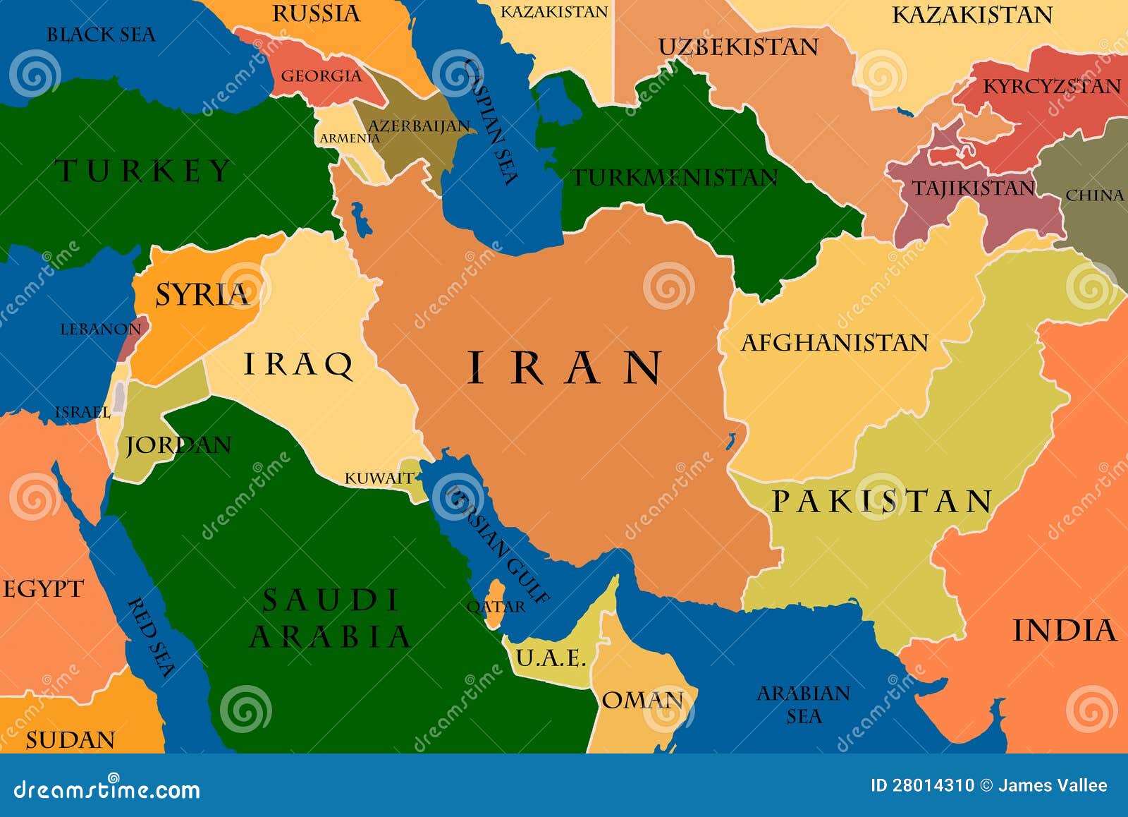 Mapa del Oriente Medio stock de ilustración. Ilustración de emiratos ...