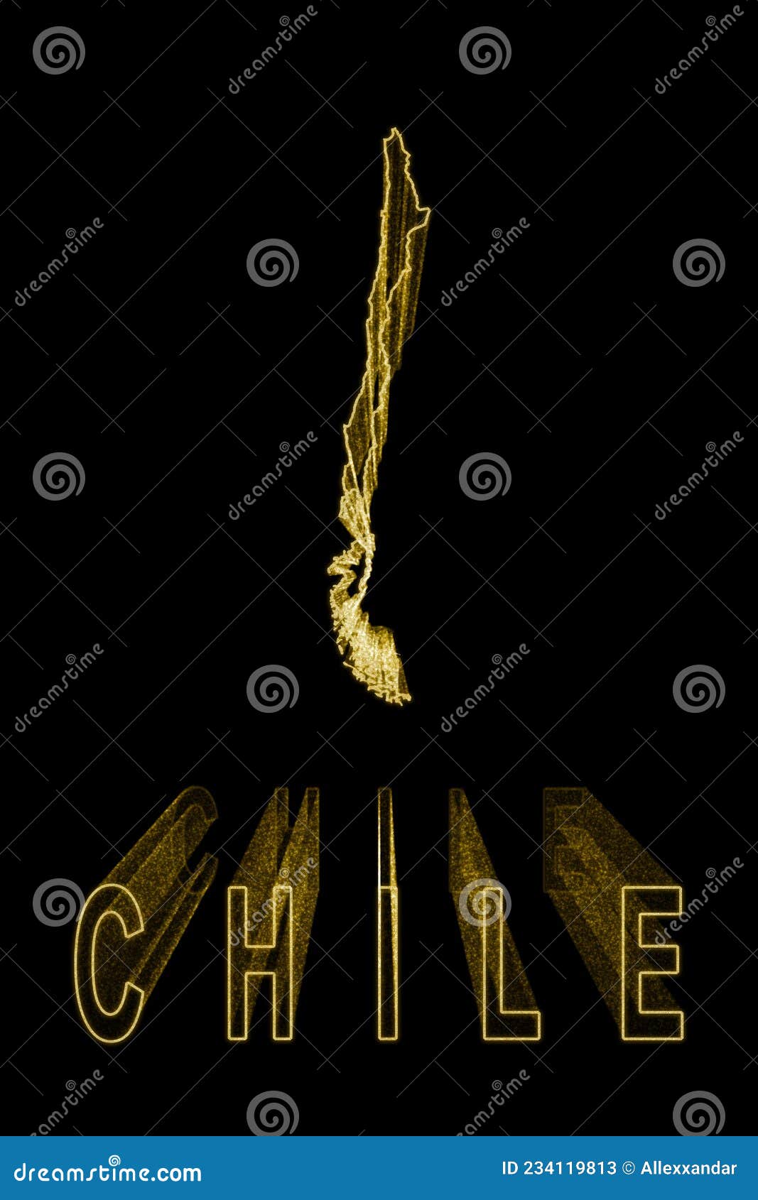 Mapa Del Oro Chile Sobre Fondo Negro Stock de ilustración - Ilustración ...