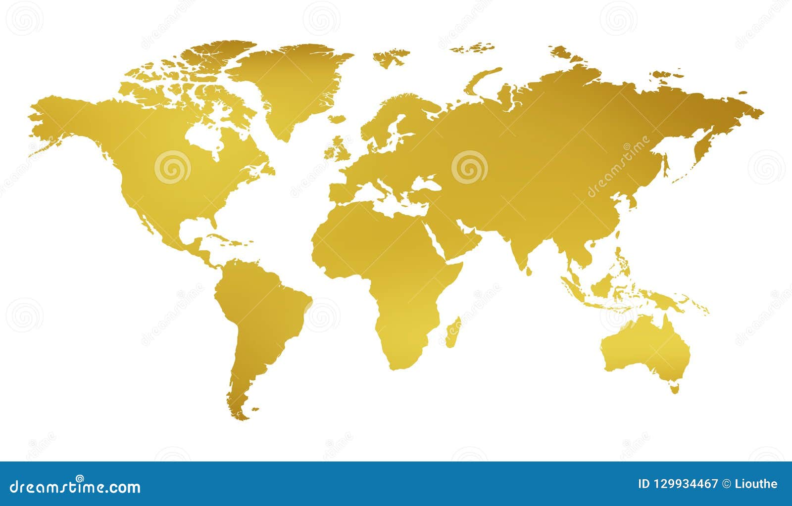 Mapa Del Oro Del Mundo Aislado Sobre Blanco Ilustración del Vector ...