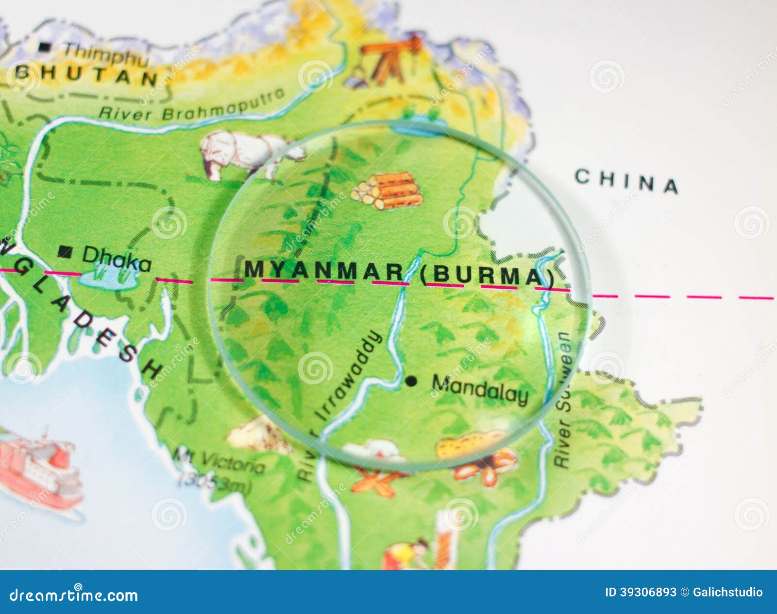 Mapa Del País De Myanmar (Birmania) Imagen de archivo - Imagen de ...