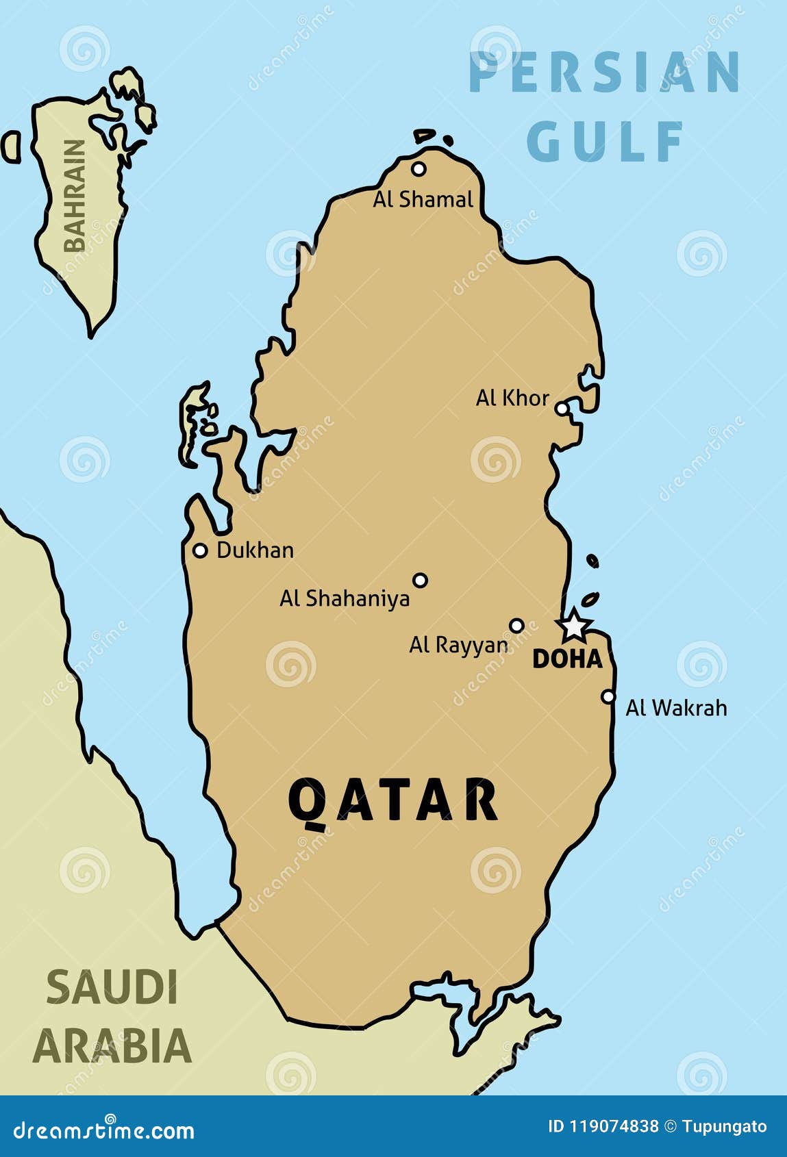 Mapa del país de Qatar ilustración del vector. Ilustración de oriente ...