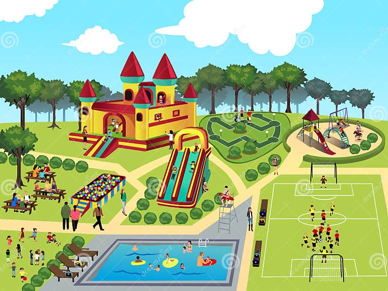 Mapa del patio ilustración del vector. Ilustración de cabritos - 40755251