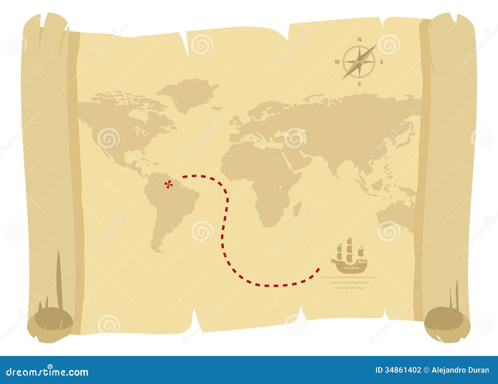Mapa del pirata ilustración del vector. Ilustración de vela - 34861402