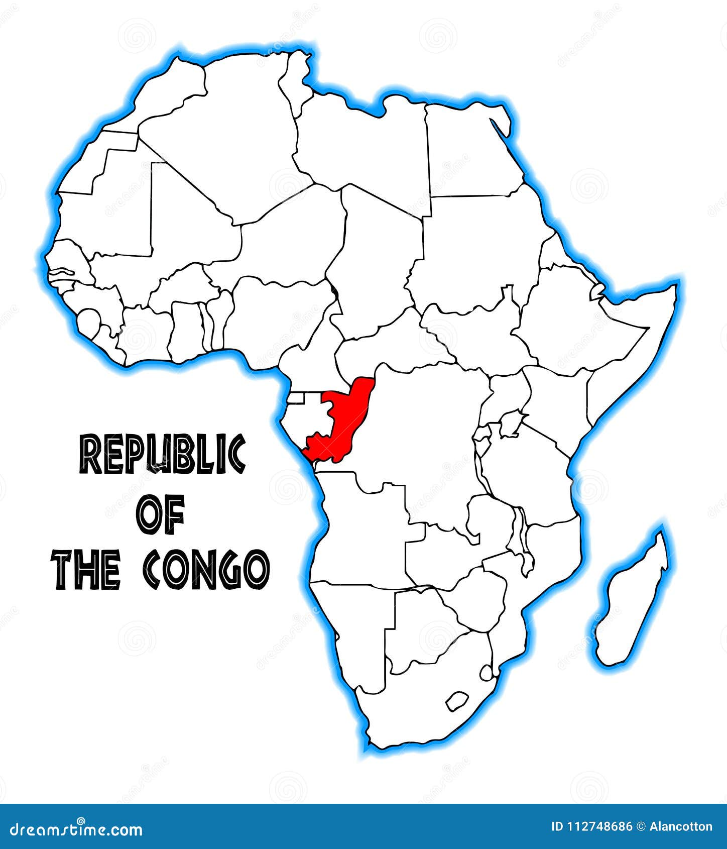 Mapa Del República Del Congo África Ilustración del Vector ...