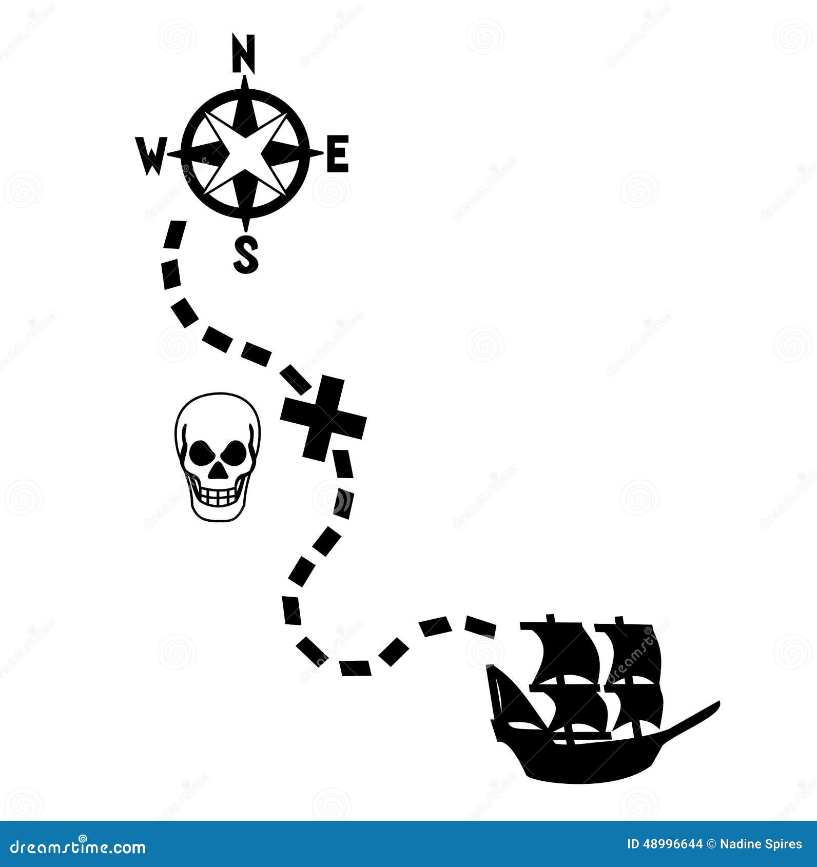 Mapa Del Tesoro De Los Piratas Ilustración del Vector - Ilustración de ...