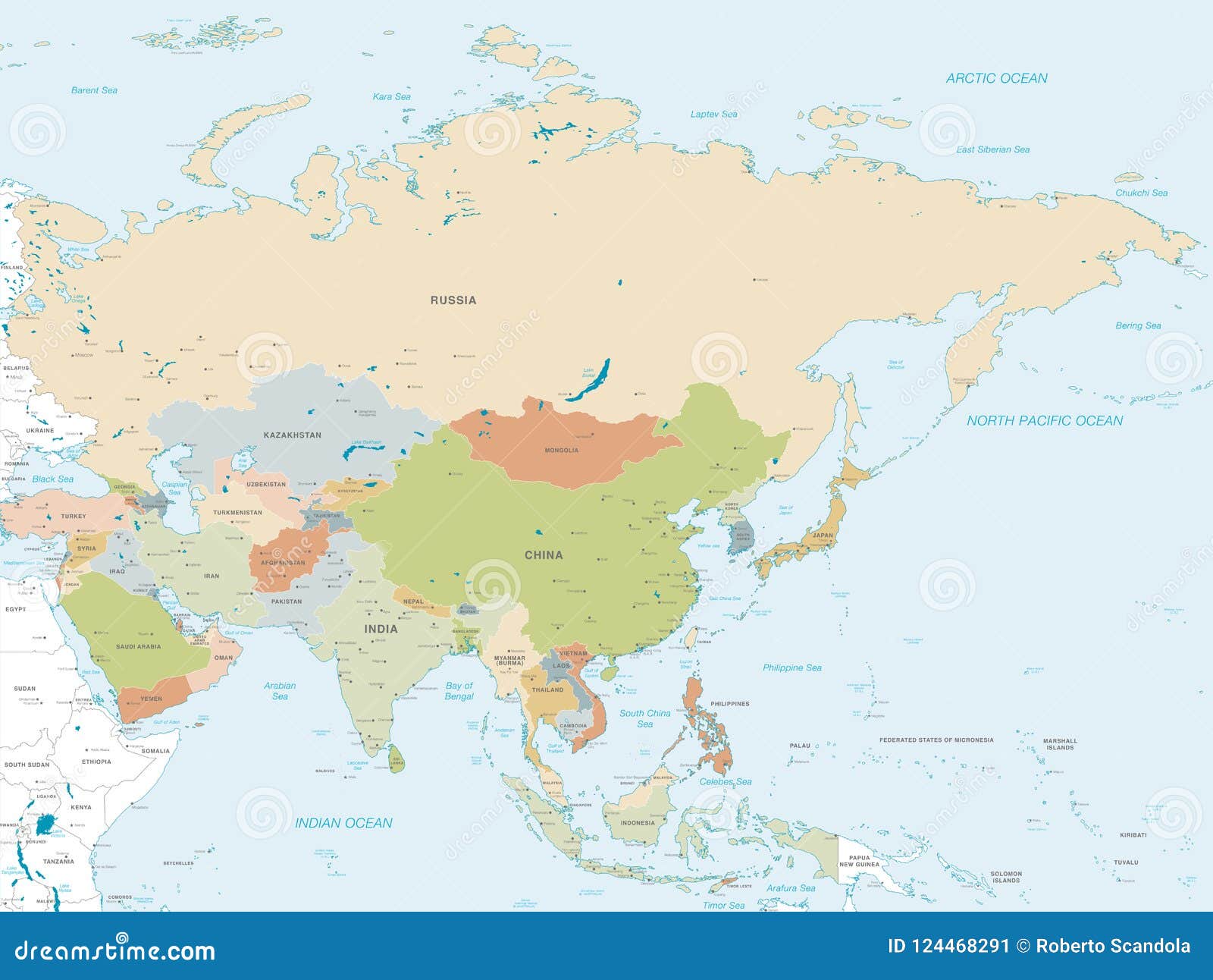 Mapa del vector de Asia ilustración del vector. Ilustración de ...